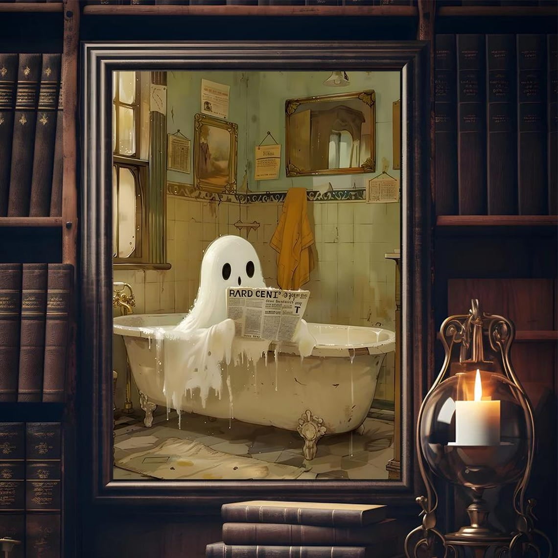 Ghost In Bathtub Poster Spooky Haunted House Bathroom Decor Home Decor ...