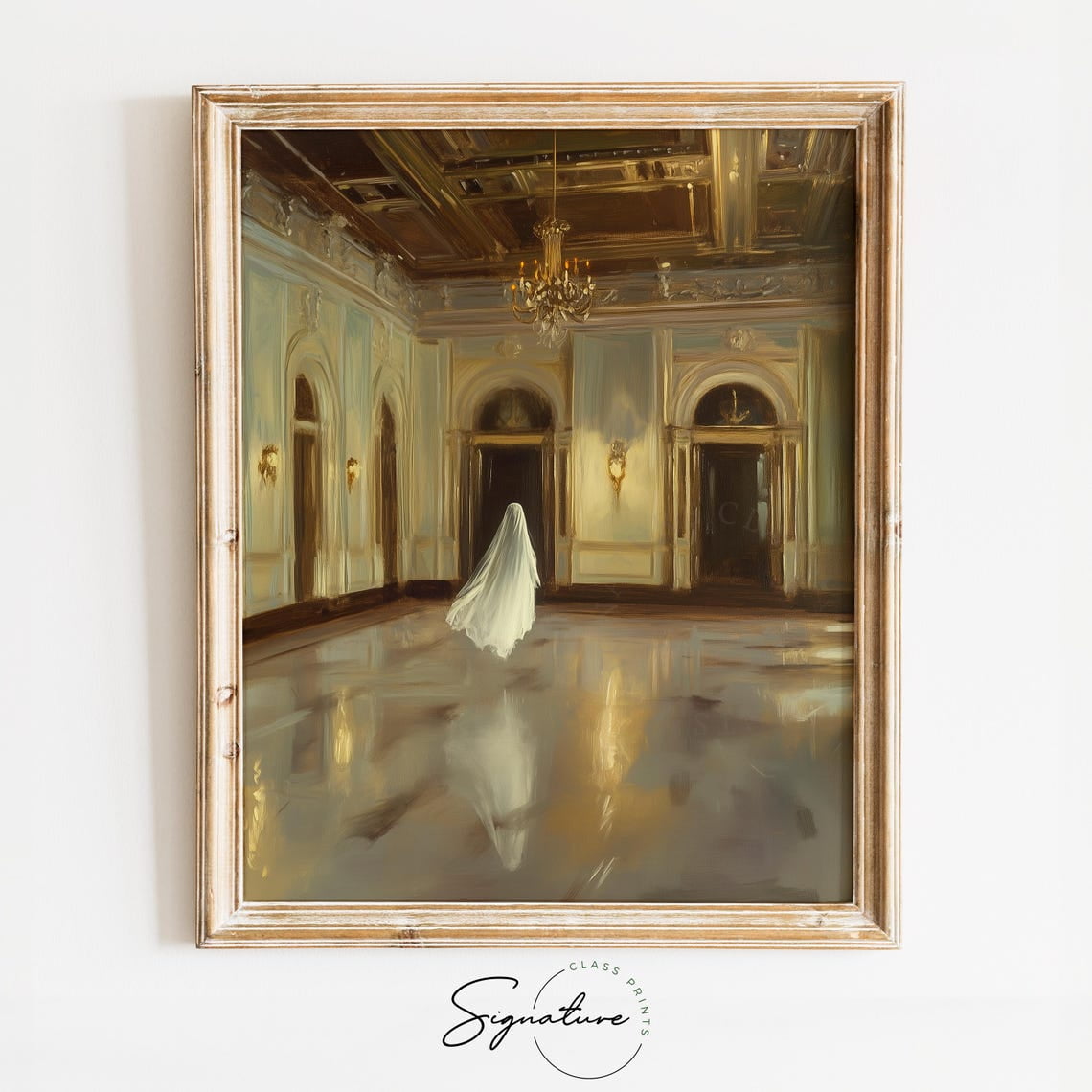 Ghost In Elegant Ballroom, Moody Haunted Mansion Scene, Vintage Art ...