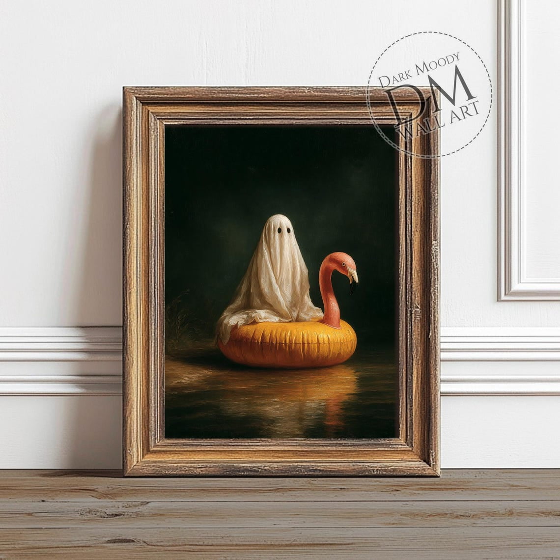 Ghost In Flamingo Pool Float, Dark Moody Wall Art, Gothic Dark Academia ...