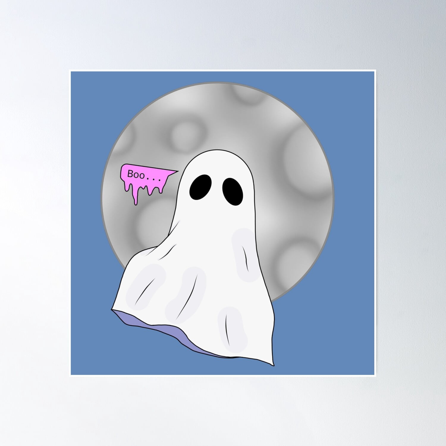 Ghost In The Moon Poster Wall Art, Modern Wall Decor, 16x16 UNFRAMED ...
