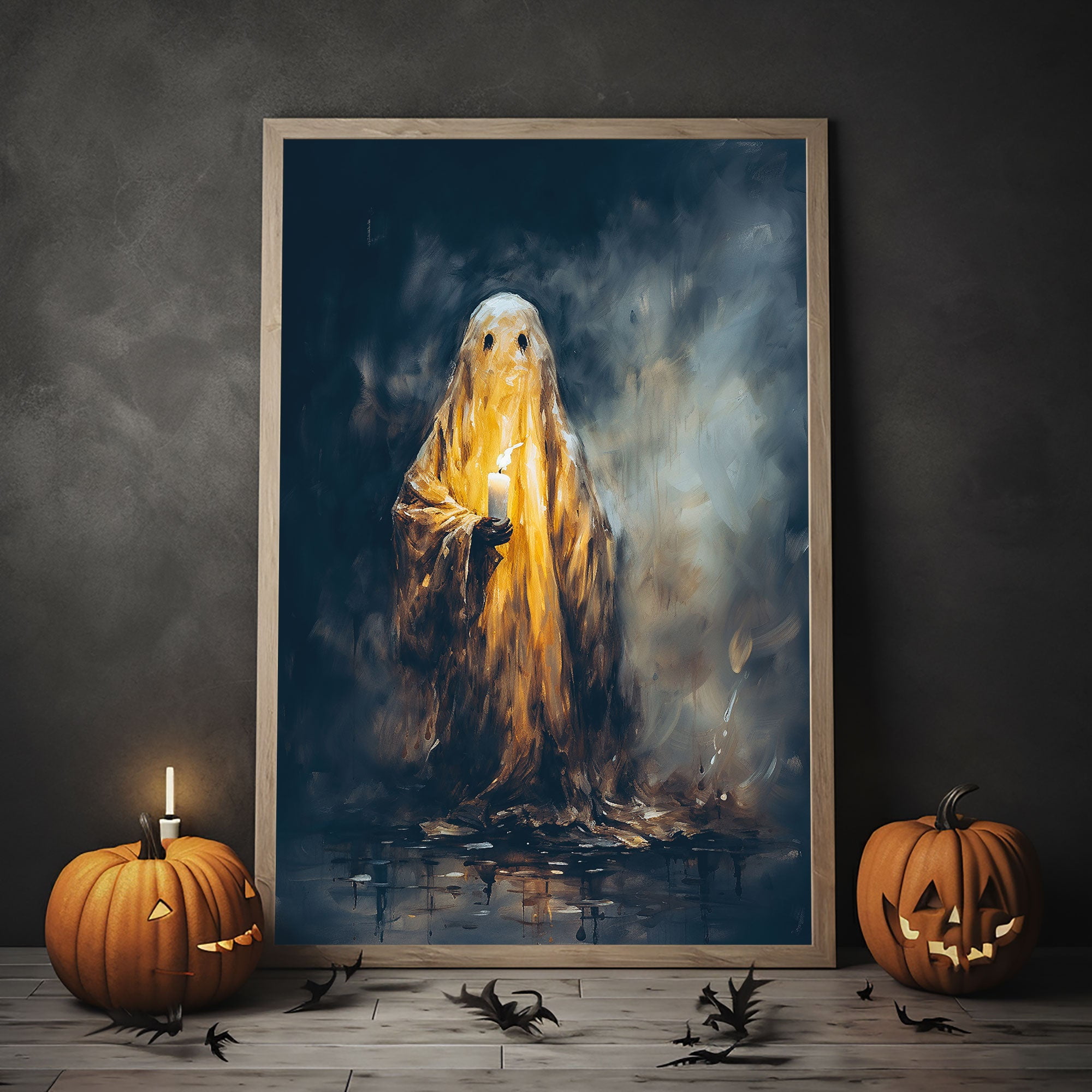 Ghost In The Night Poster, Ghost Holding A Candle, Gothic art Poster ...