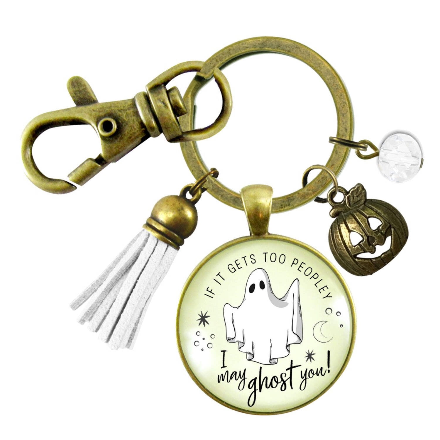 Ghost Keychain Too Peopley I May Ghost You Funny Introvert Meme Quote ...