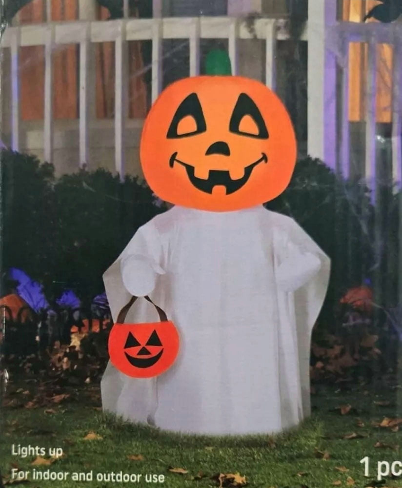 Ghost Kid Pumpkin Head Inflatable Halloween Decoration 3.5 ft - Walmart.com