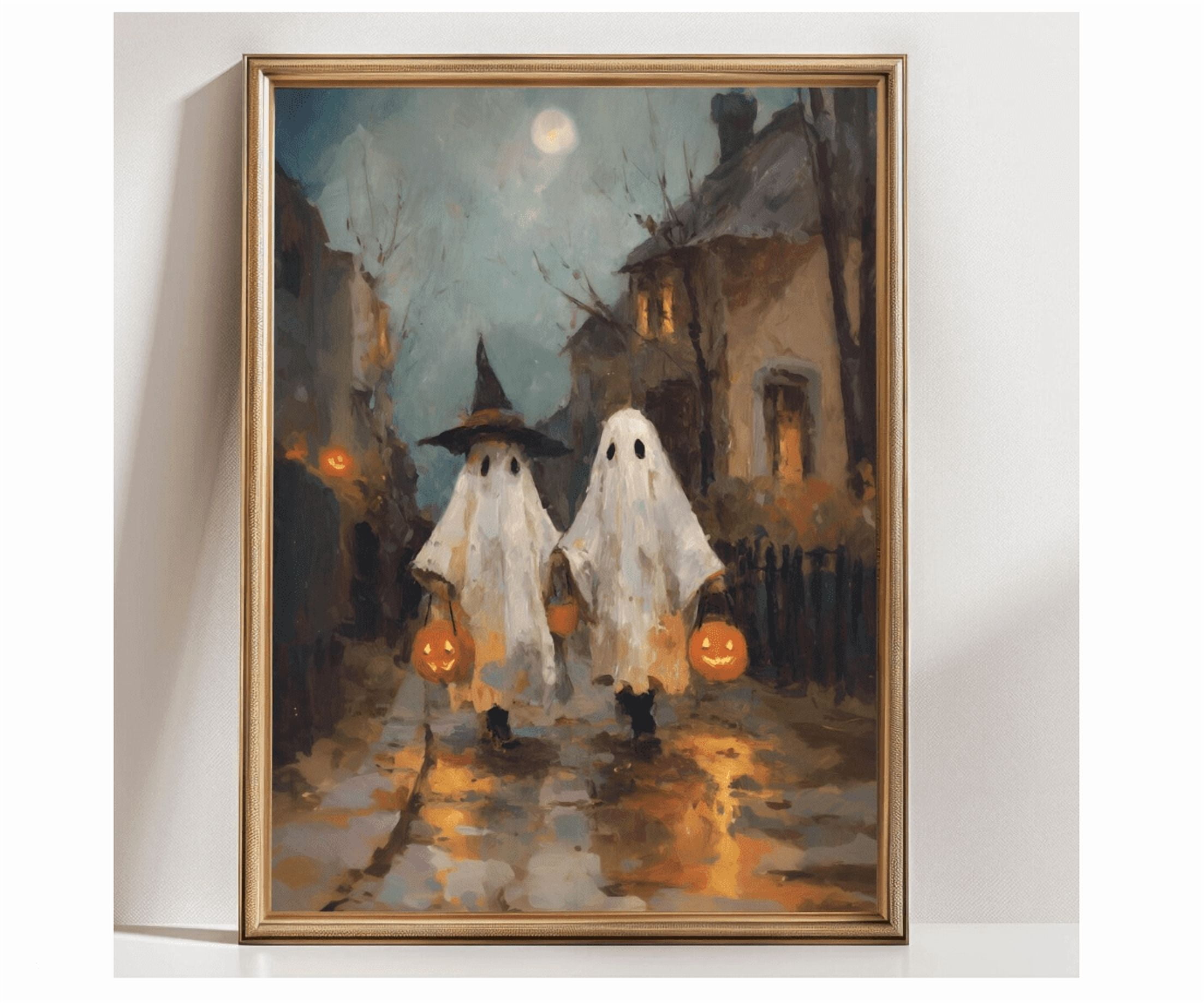 Ghost Kids Sweet Haunt Night Wall Art Spooky Cute Fall Decor Vintage ...