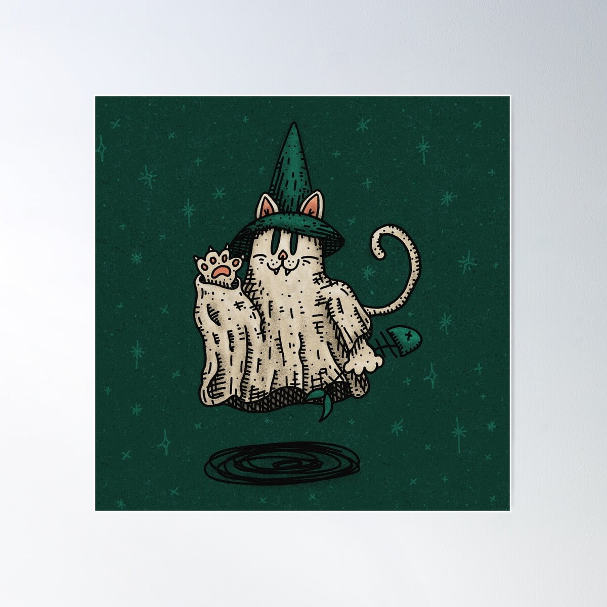 Ghost Kitty Poster Wall Art, Modern Wall Decor For Living Room Bedroom ...