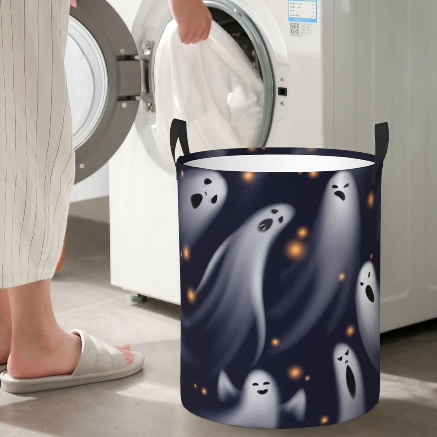 Ghost Laundry Hamper Collapsible Laundry Baskets With Handles Dirty ...