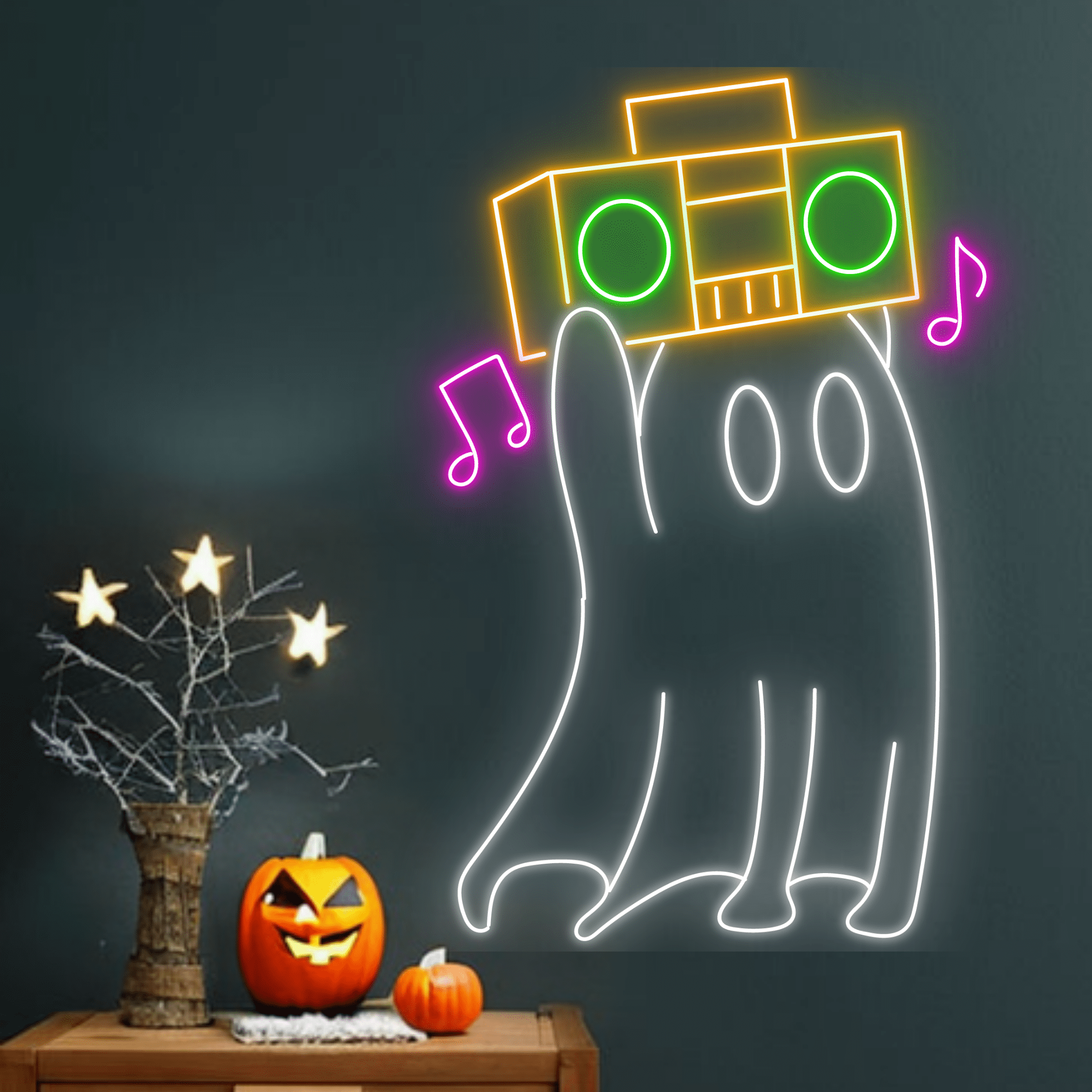 Ghost Listen Music Neon Sign, Club Studio Halloween Décor - Walmart.com