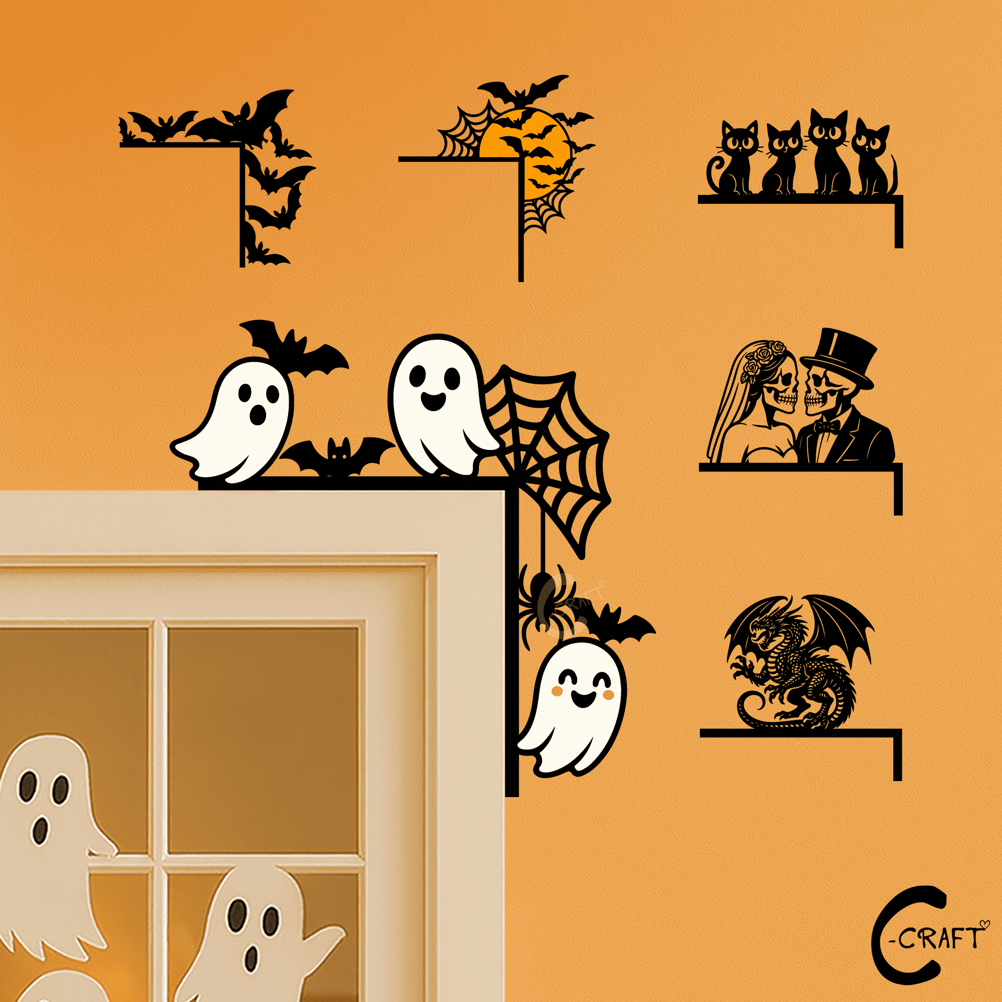 C-CRAFT Ghost Metal Sign for Door Corner 12 Inches, Door Topper Decor ...