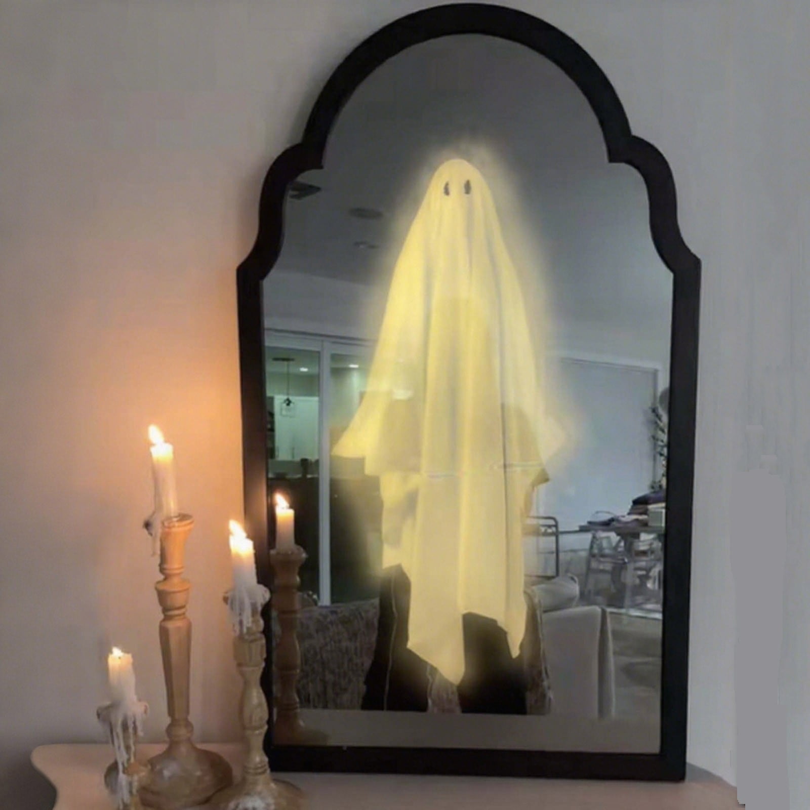 Ghost Mirror for Halloween, Halloween Decorations Stewart Light Up Spooky Ghost Decor for Home ...