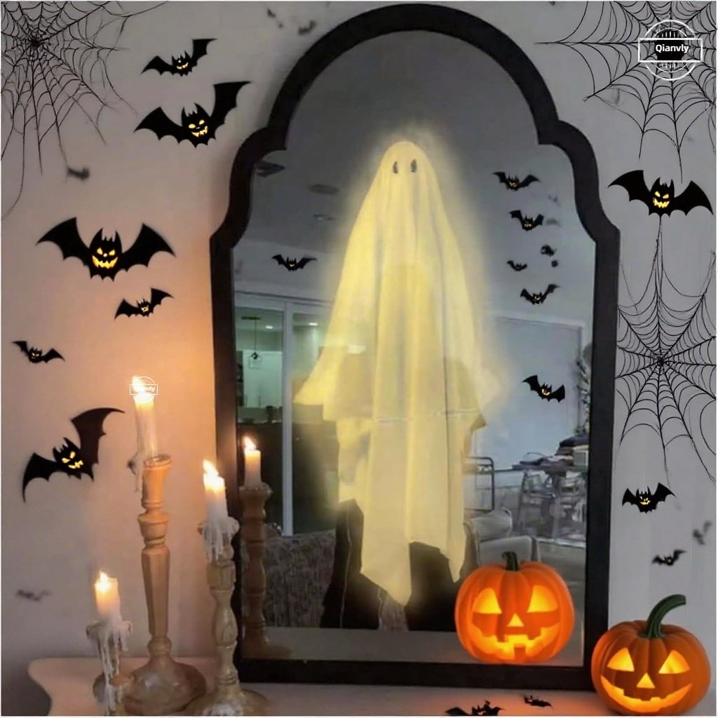 Ghost Mirror Halloween: Hologram Scary Mirror Decal, Animatronics ...