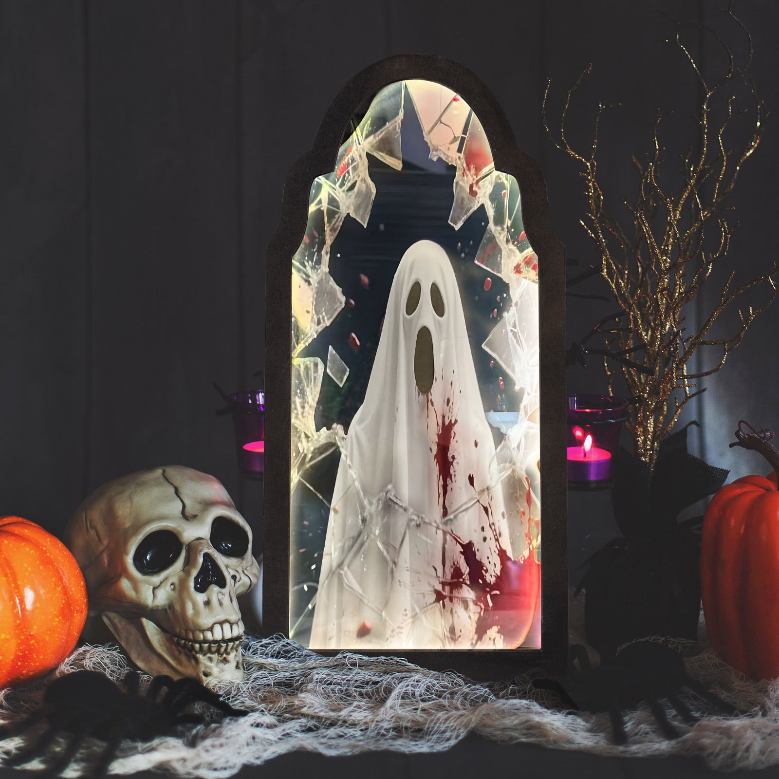 Ghost Mirror Hologram Decor, USB Powered Scary Spooky Haunted Mirror ...