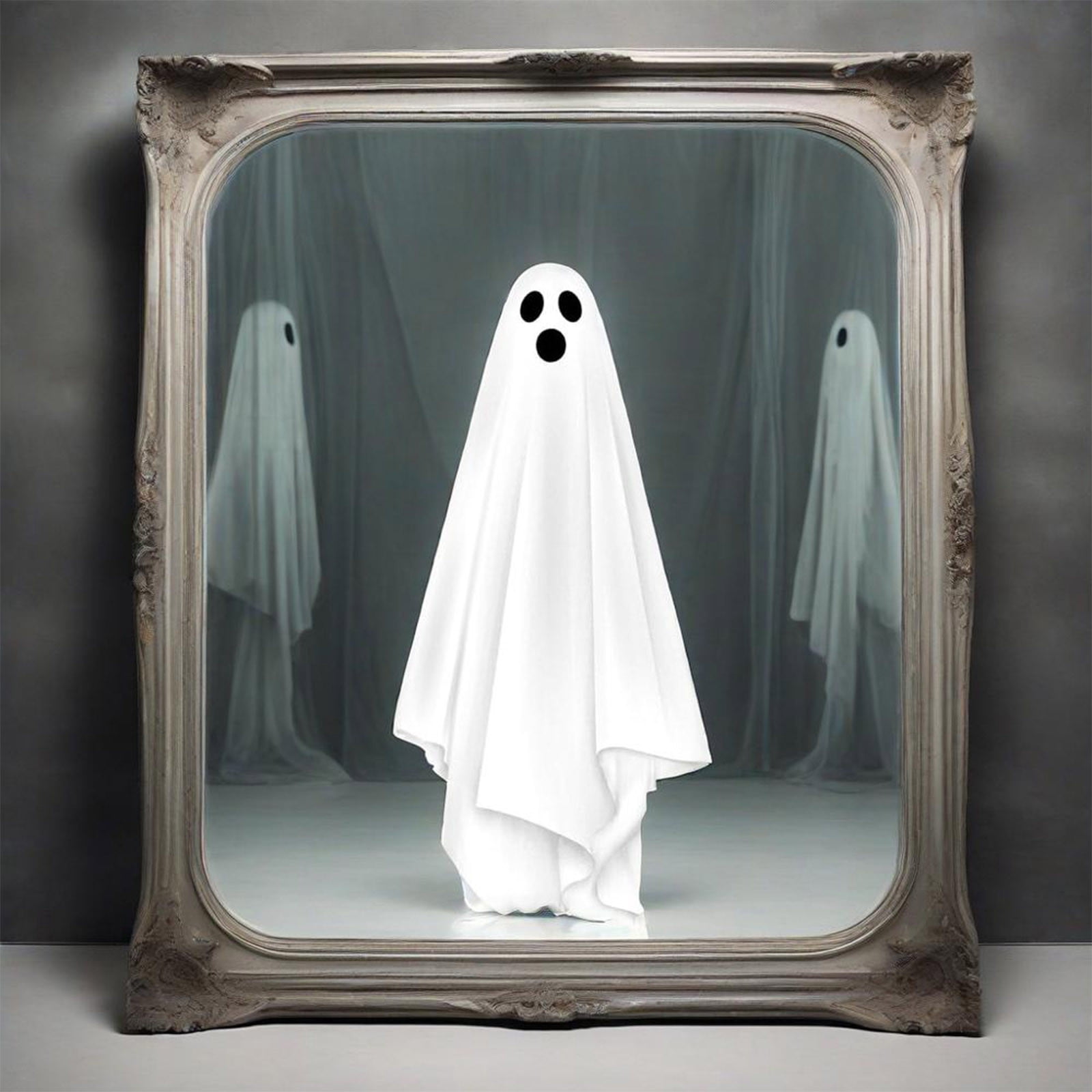 Ghost Mirror Stickers,Large White Ghosts Silhouettes Window Decals ...