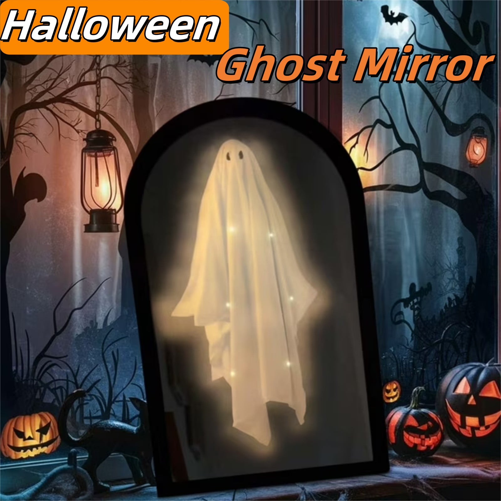 Ghost Mirror for Halloween 2025, Light-Up Hologram Spooky Decor, Scary ...