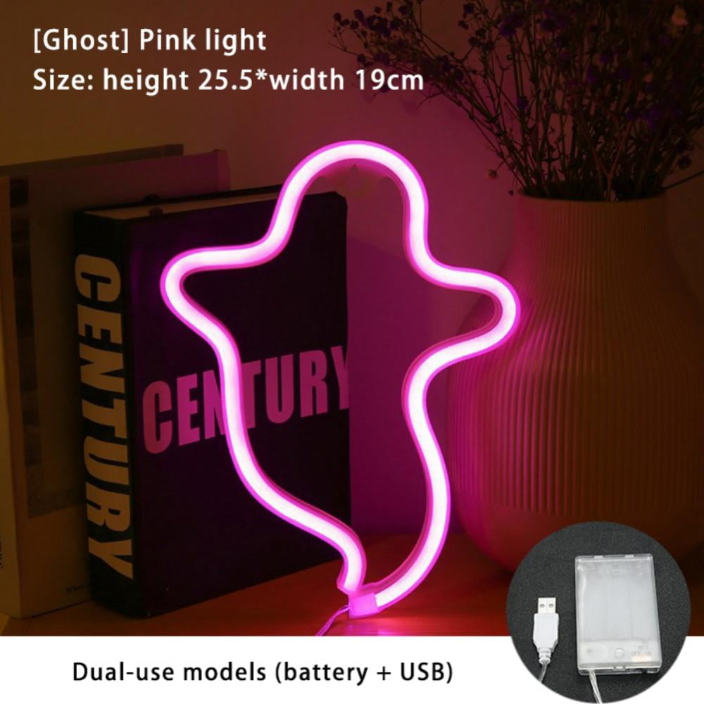 Ghost Neon Signs Halloween Night Lights, Ghost Shape Hanging LED Signs ...