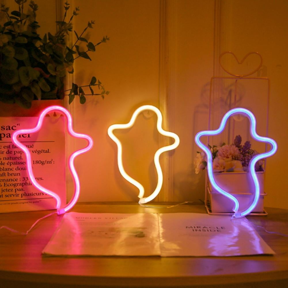 Ghost Neon Signs Night Lights, LED Signs Ghost Shape Lamp Neon Lights ...
