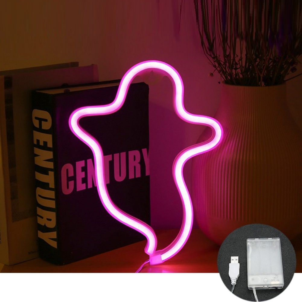 Ghost Neon Signs Night Lights, LED Signs Ghost Shape Lamp Neon Lights ...