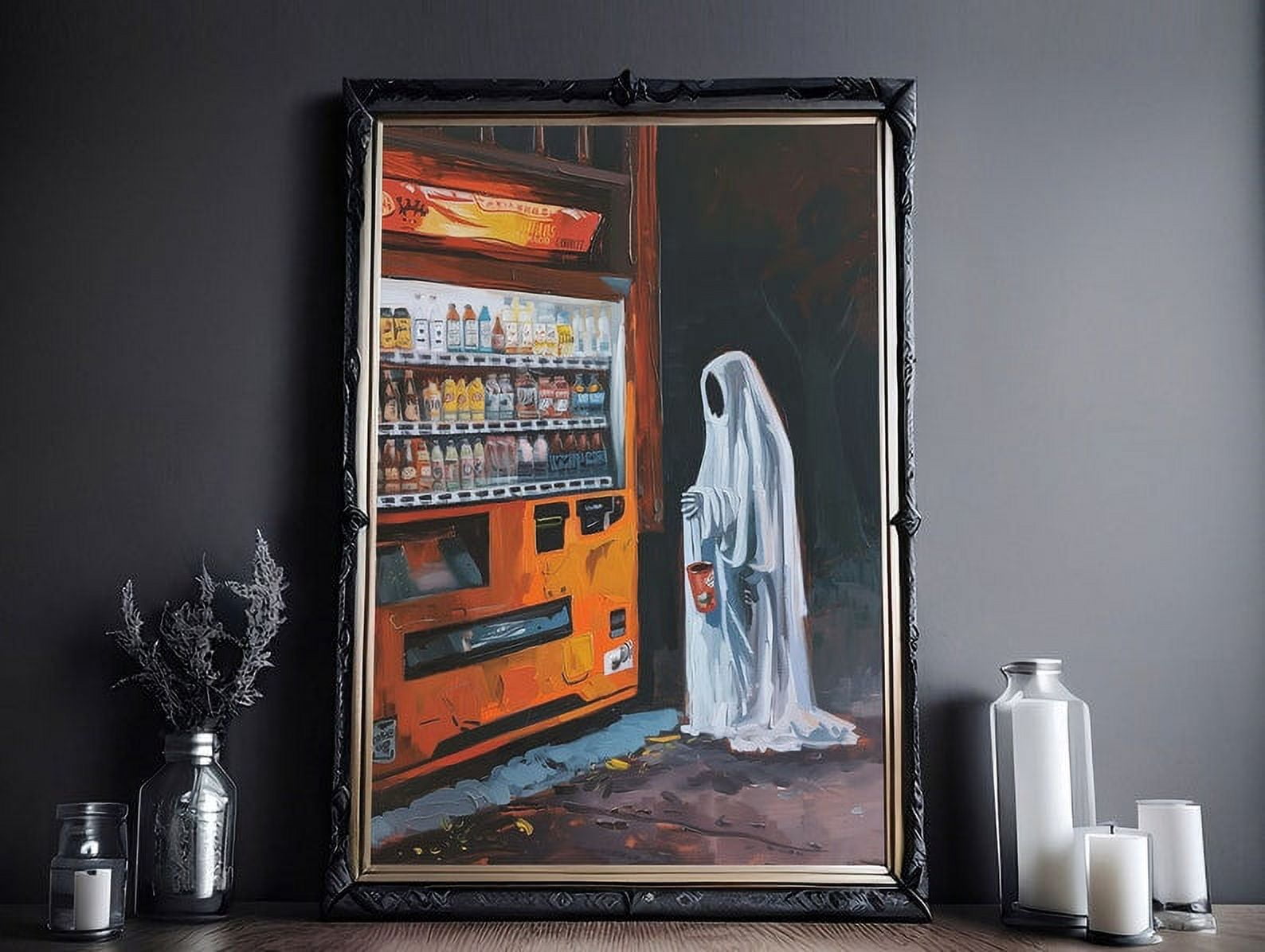 Ghost Next To Vending Machine Poster Print, Halloween Poster, Poster ...