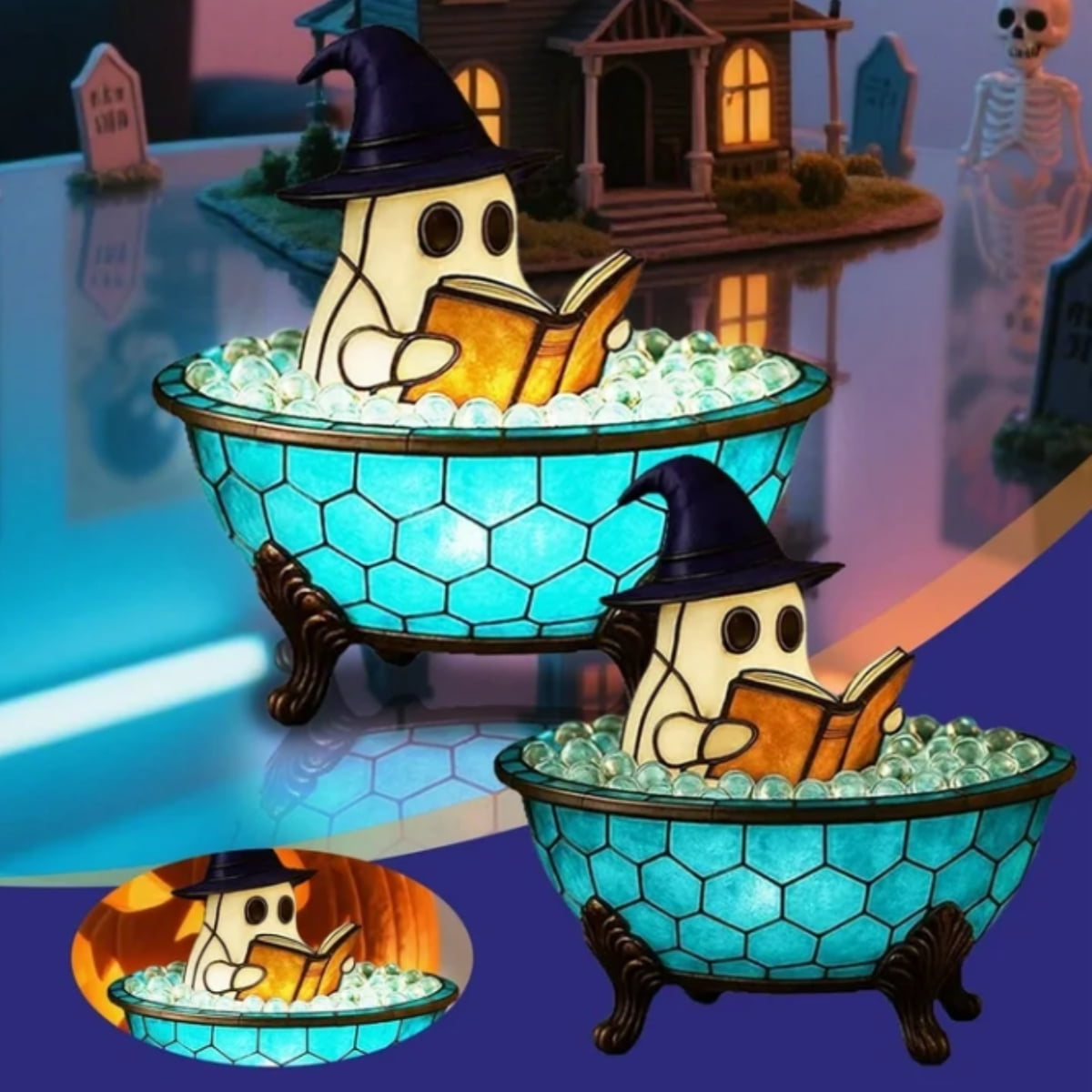 Ghost Night Light Ghost Bubble Bath Lamp, Halloween Ghost Night Light ...
