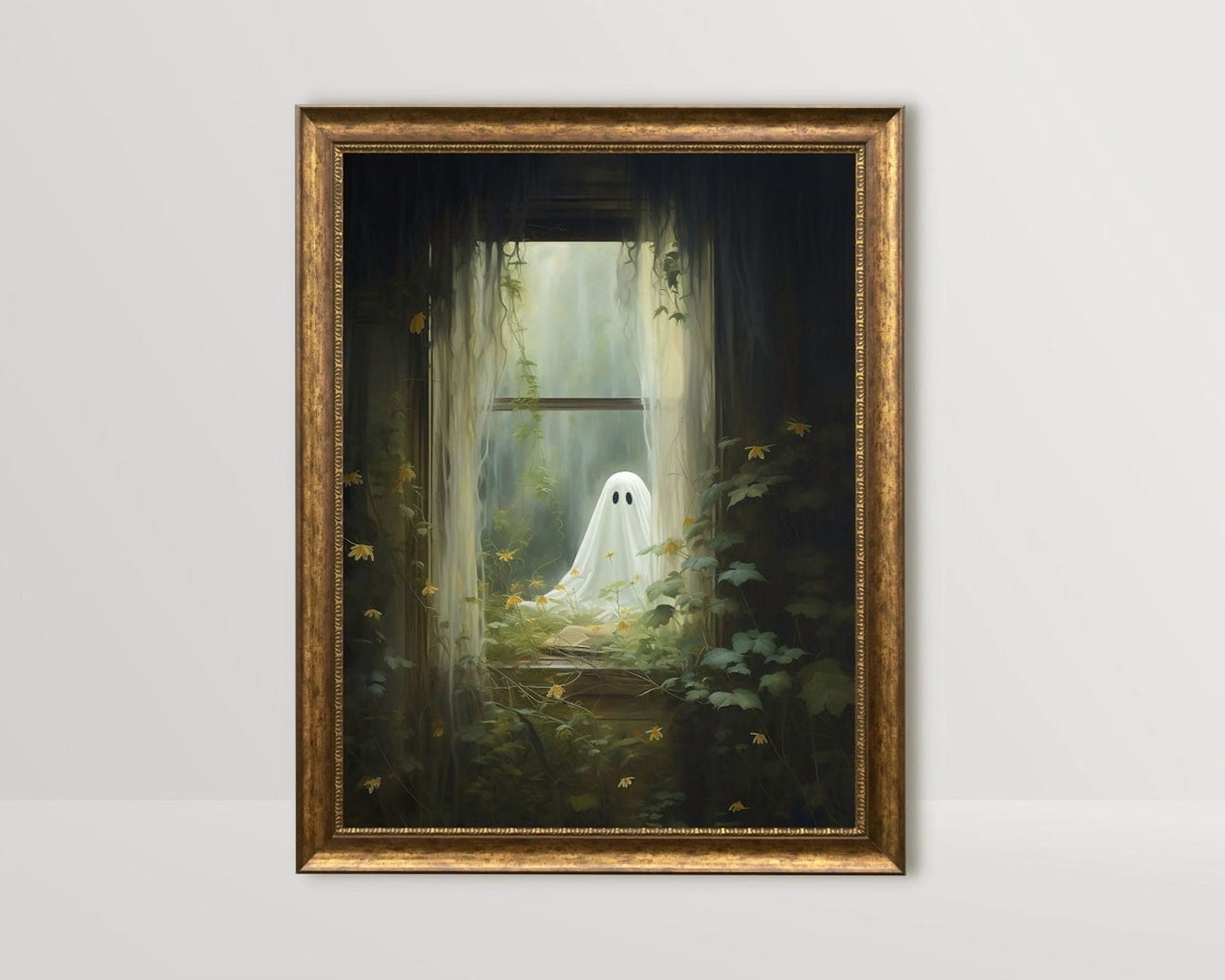 Ghost Outside Window Looking In, Dark Cottagecore Spooky Wall Art ...