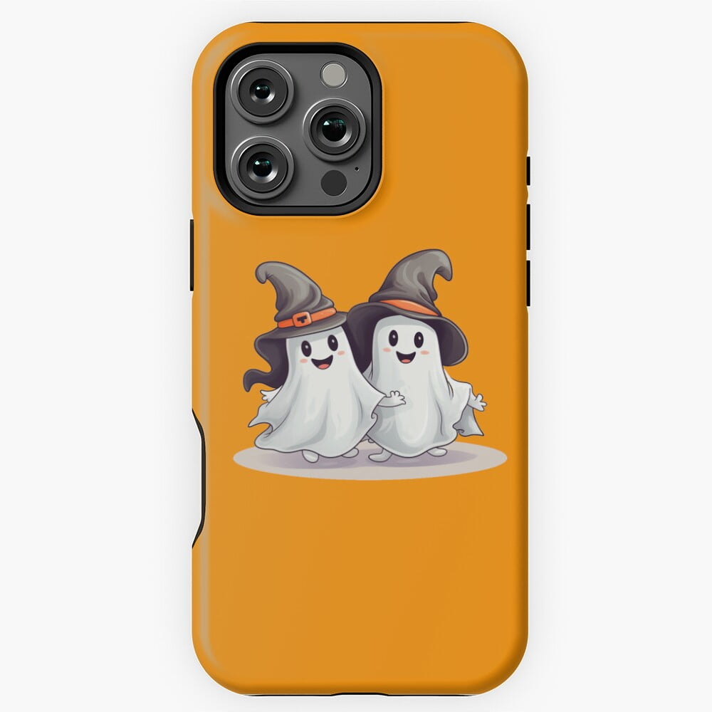 Ghost Pals Two Ghosts in Witch Hat Costumes Happy Friends Halloween ...