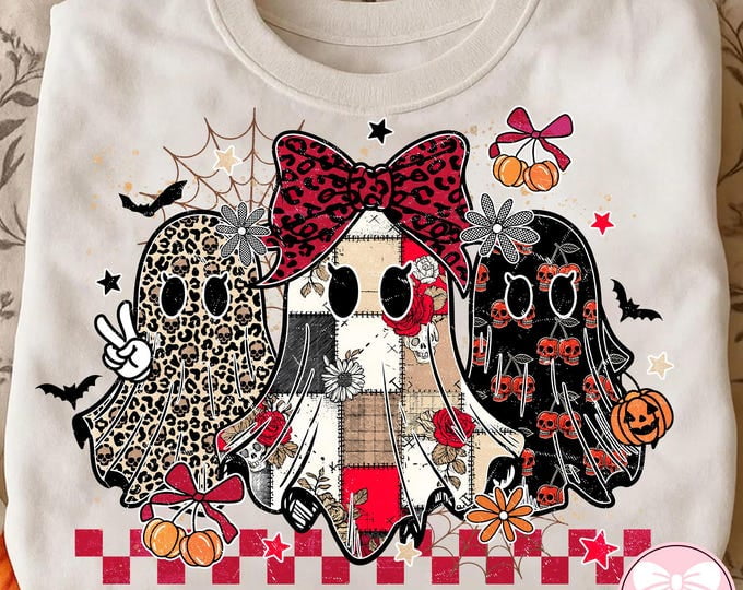 Ghost Patchwork Leopard , Cute Boo Ghost Coquette , , , Spooky Season , Trending design ...