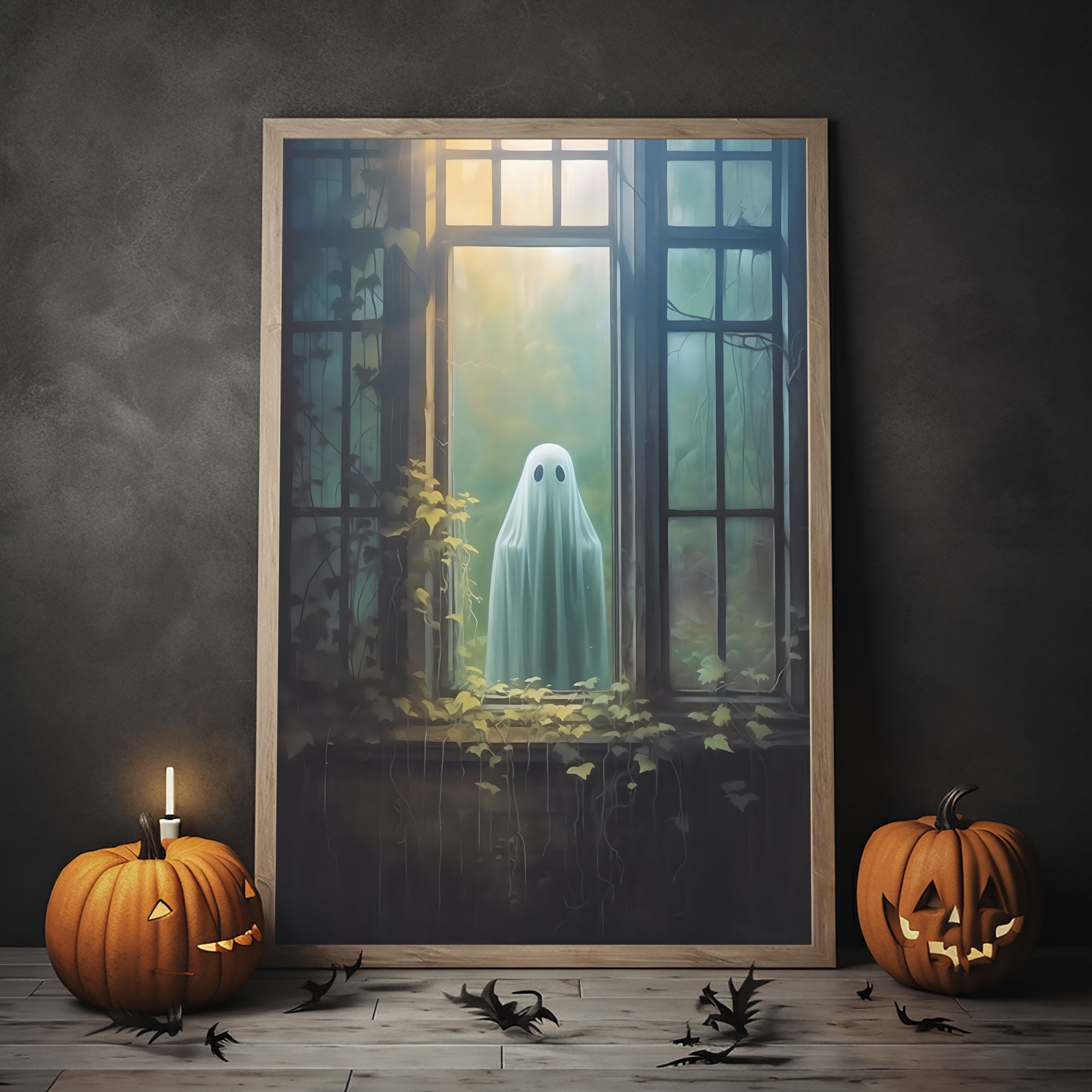 Ghost Peeking In The Window Poster Print, Vintage Poster, Dark Academia ...