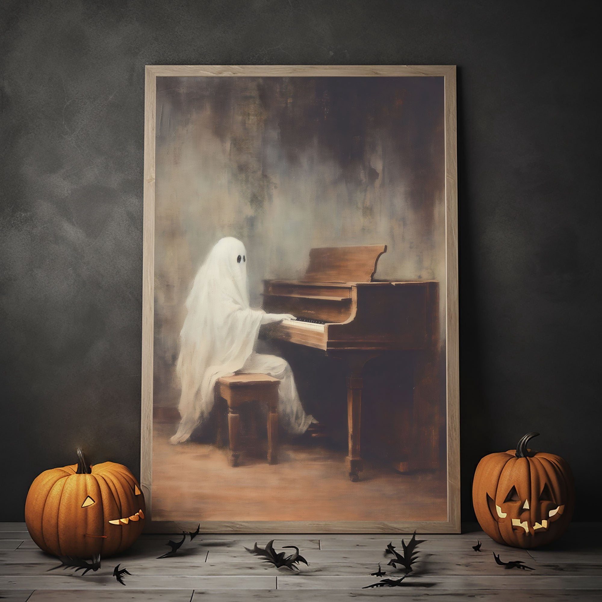 Ghost Playing The Piano Print Poster, Halloween Poster, Art Poster ...