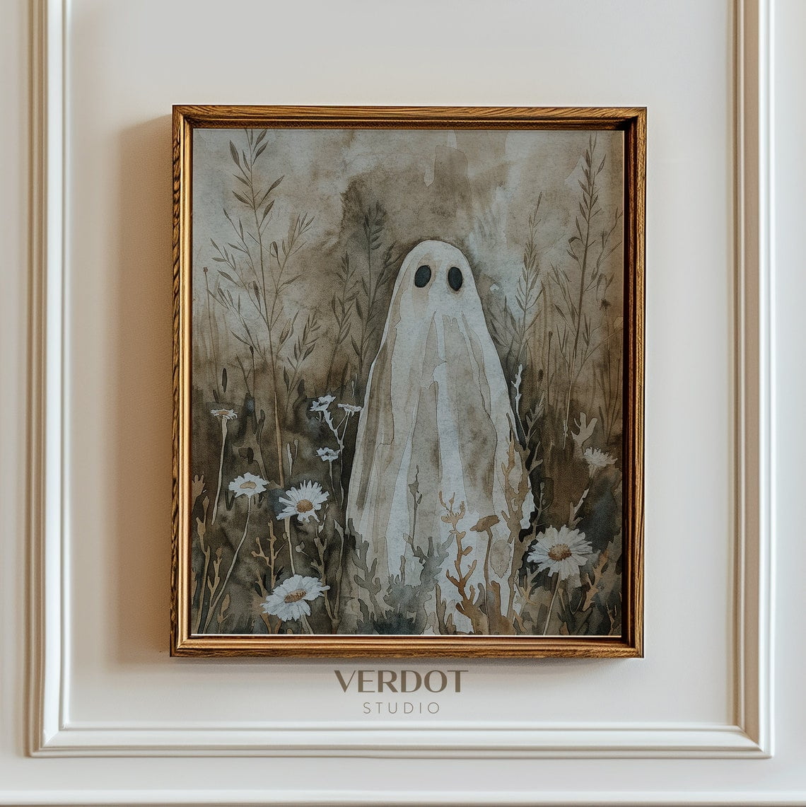 Ghost Poster Wall Art Neutral Fall Print Ghost And Flowers Academia ...