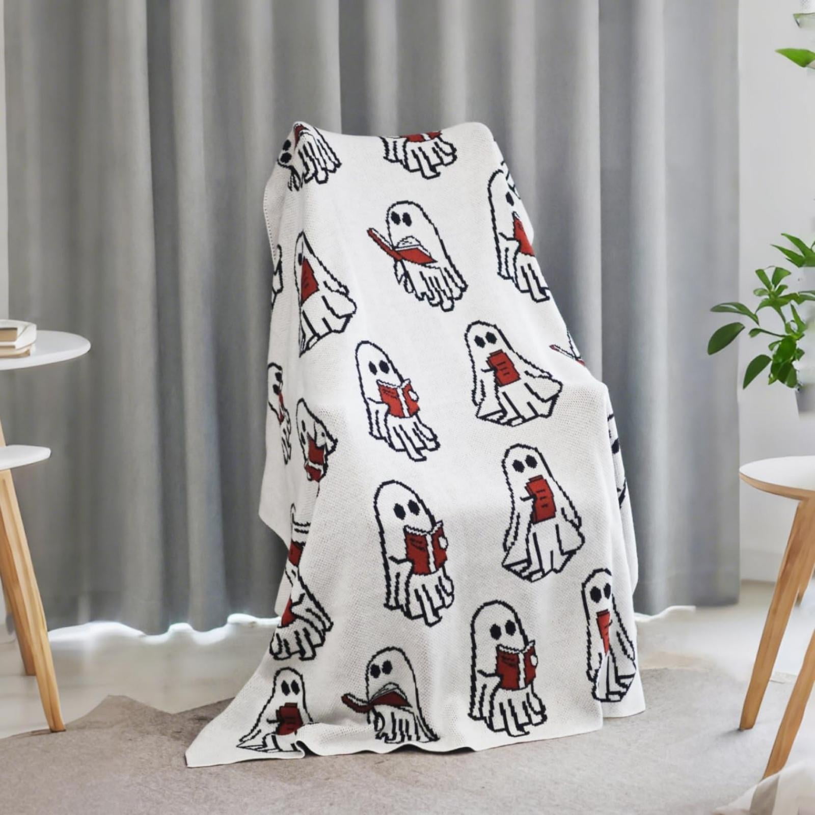 Ghost Reading Blanket, 2025 New Halloween Ghost Reading a Book Throw ...