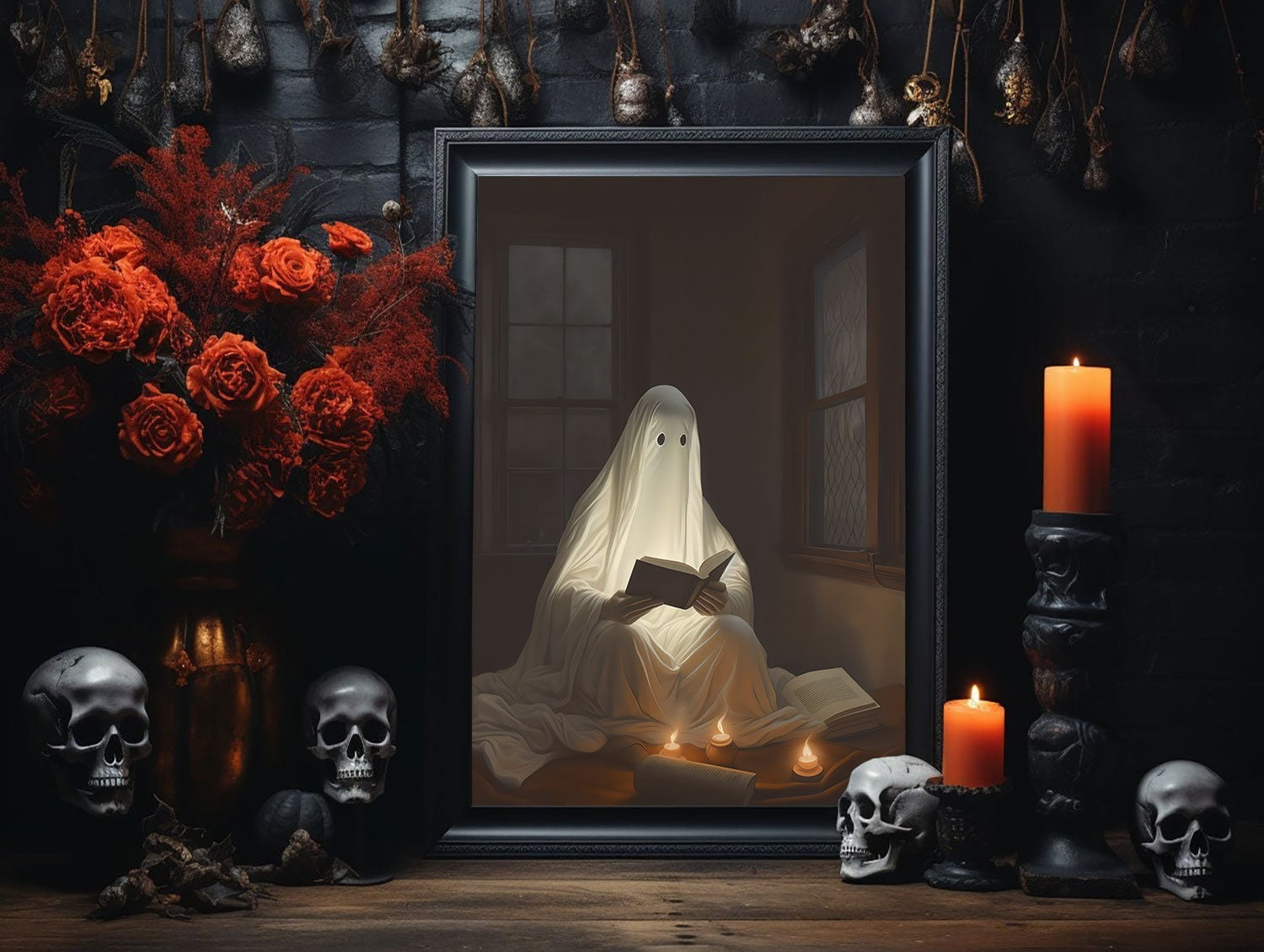 Ghost Reading Book By The Candle, Ghost Posters, Ghost Art Print ...