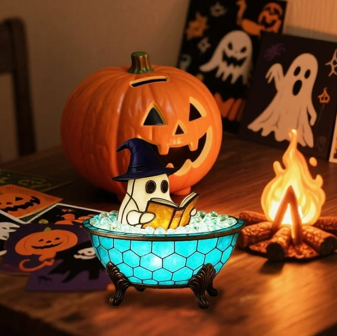 Ghost Reading Book Lamp,Ghost Bubble Bath Lamp,Halloween Ghosts Night ...