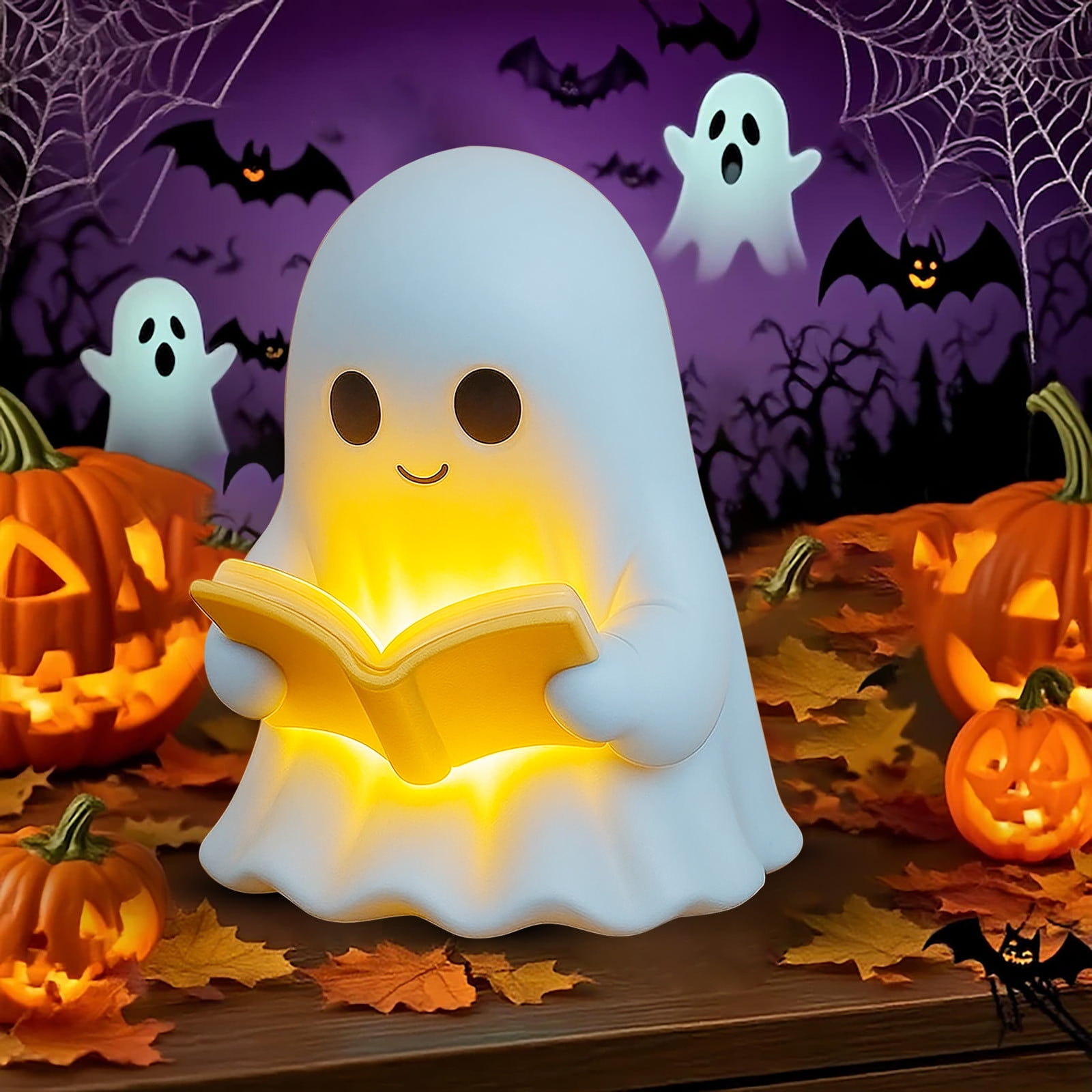 Ghost Reading Book Lamp,Ghost Lamp with Book,New Halloween Light Up ...