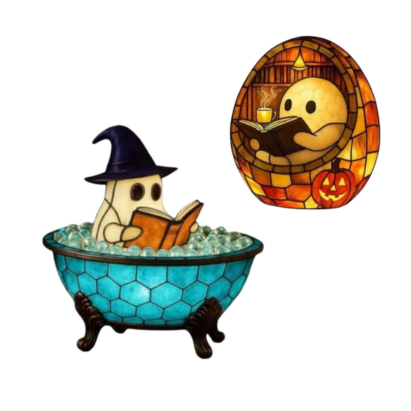 Ghost Reading Book Lamp, Halloween Ghost Bubble Bath Lamp, Adorable ...