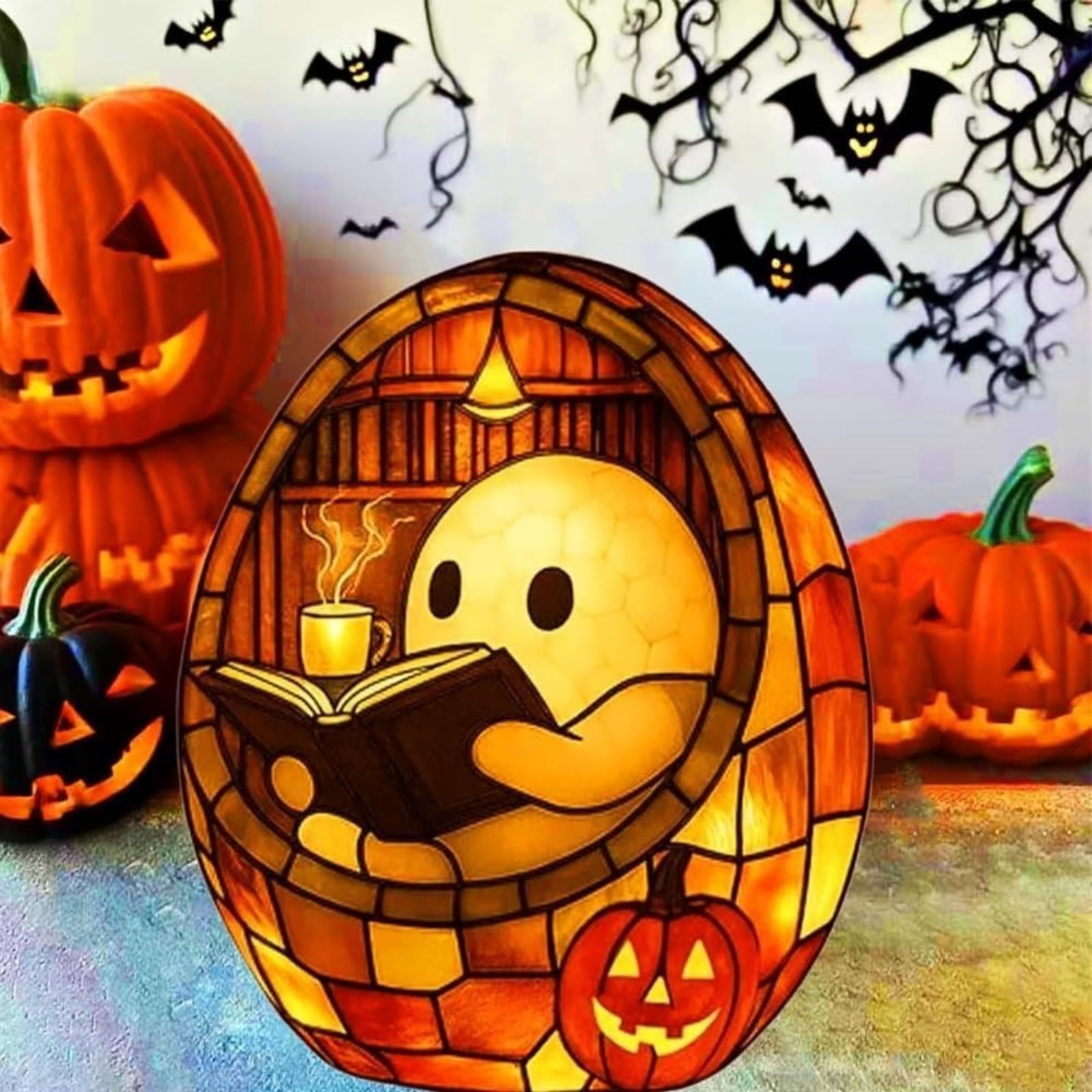 Ghost Reading Book Lamp, Handmade Halloween Ghosts Reading Night Light ...