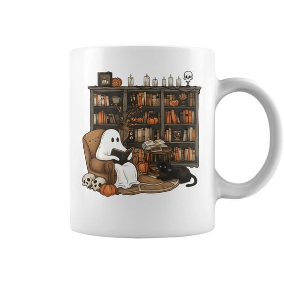 Ghost Reading Book Lovers Library Halloween Spooky Coffee Mugs ...