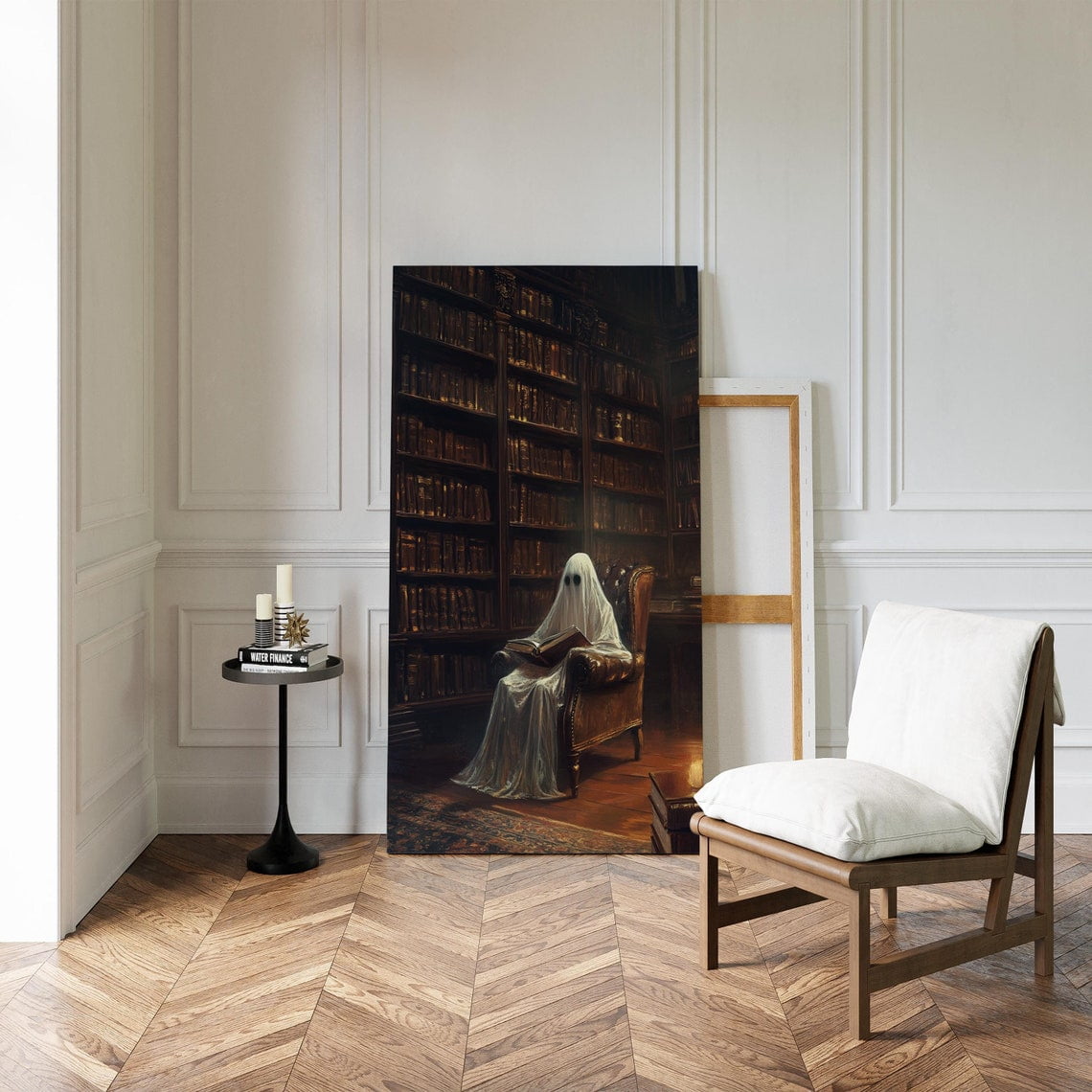 Ghost Reading In Dark Library, Gothic Haunted Book Art, Spooky ...