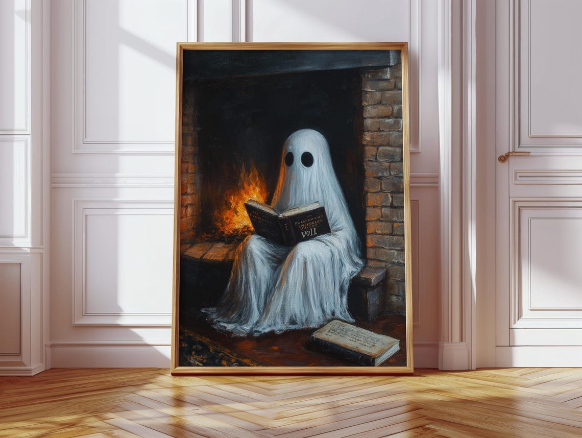 Ghost Reading By Fire Vol Ii – Cozy Gothic Art Print – Haunted Library ...