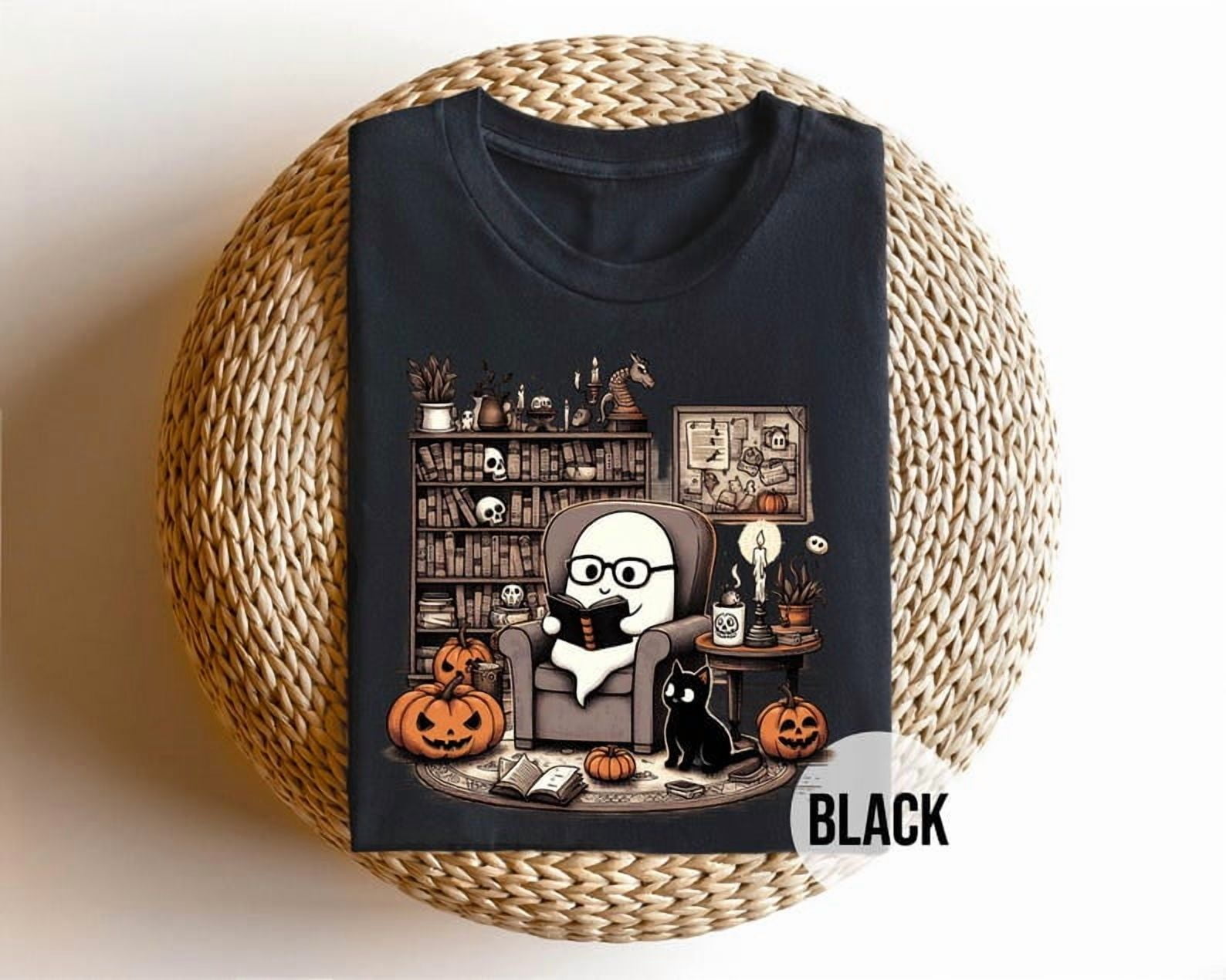 Ghost Reading Shirt, Book Lover Ghost Tee, Halloween Reader Cozy ...