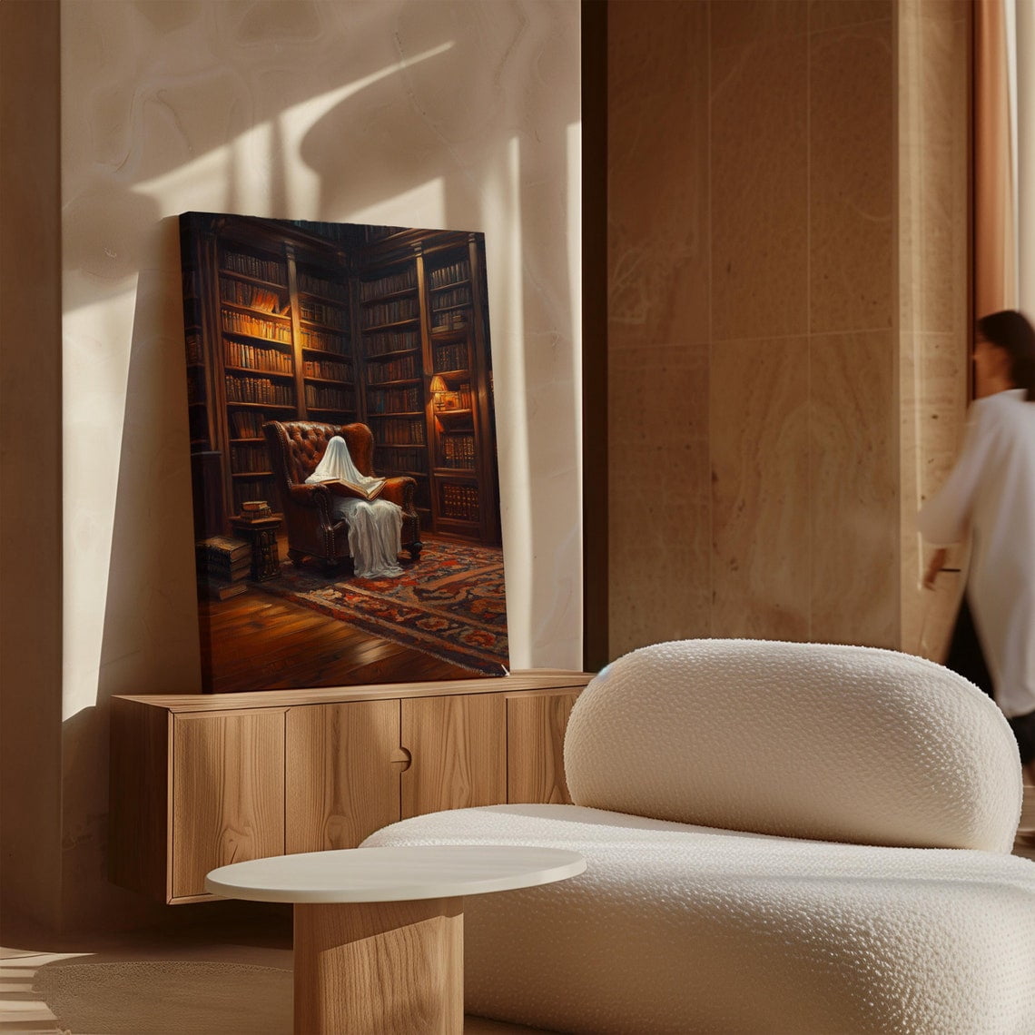 Ghost Reading In Vintage Library, Haunted Book Lover Art, Spooky Gothic ...