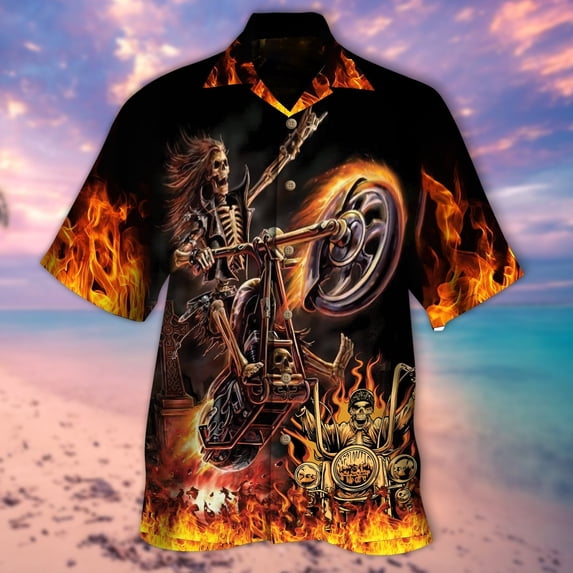 Ghost Rider On Fire Full Printed Hawaii Aloha Beach Shirt, Summer Skull ...