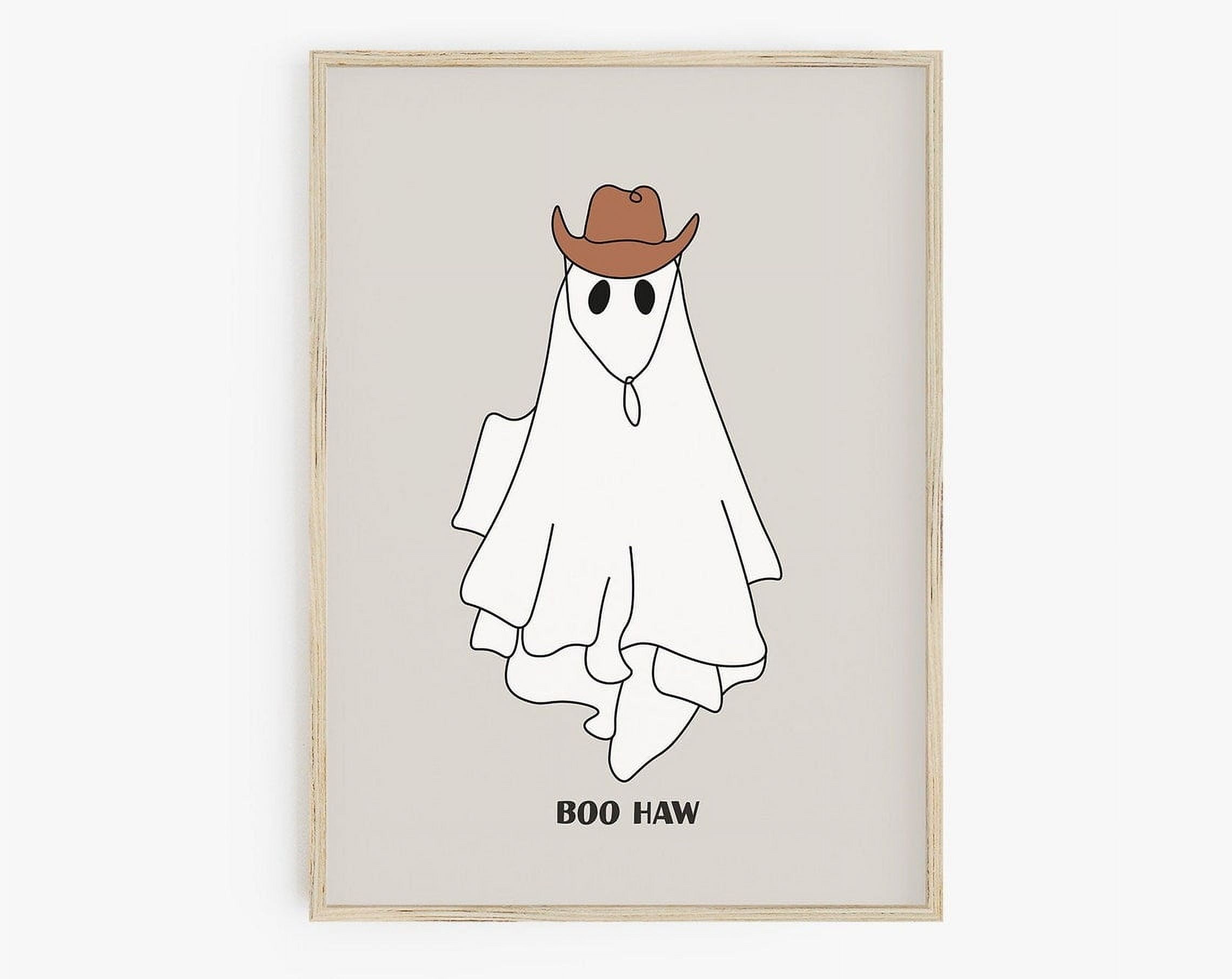 Ghost, Sheet Ghost, Boo Haw Rodeo Ghost Art Print, Western Themed Wall ...