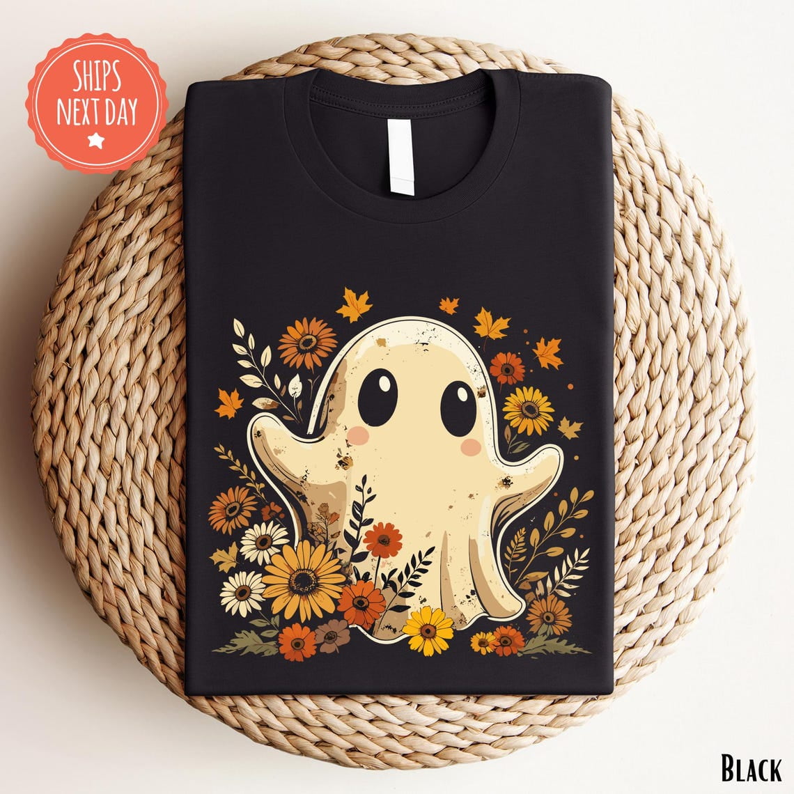 Ghost Shirt - Cute Ghost Tshirt - Spooky Season - Fall Floral Ghost ...