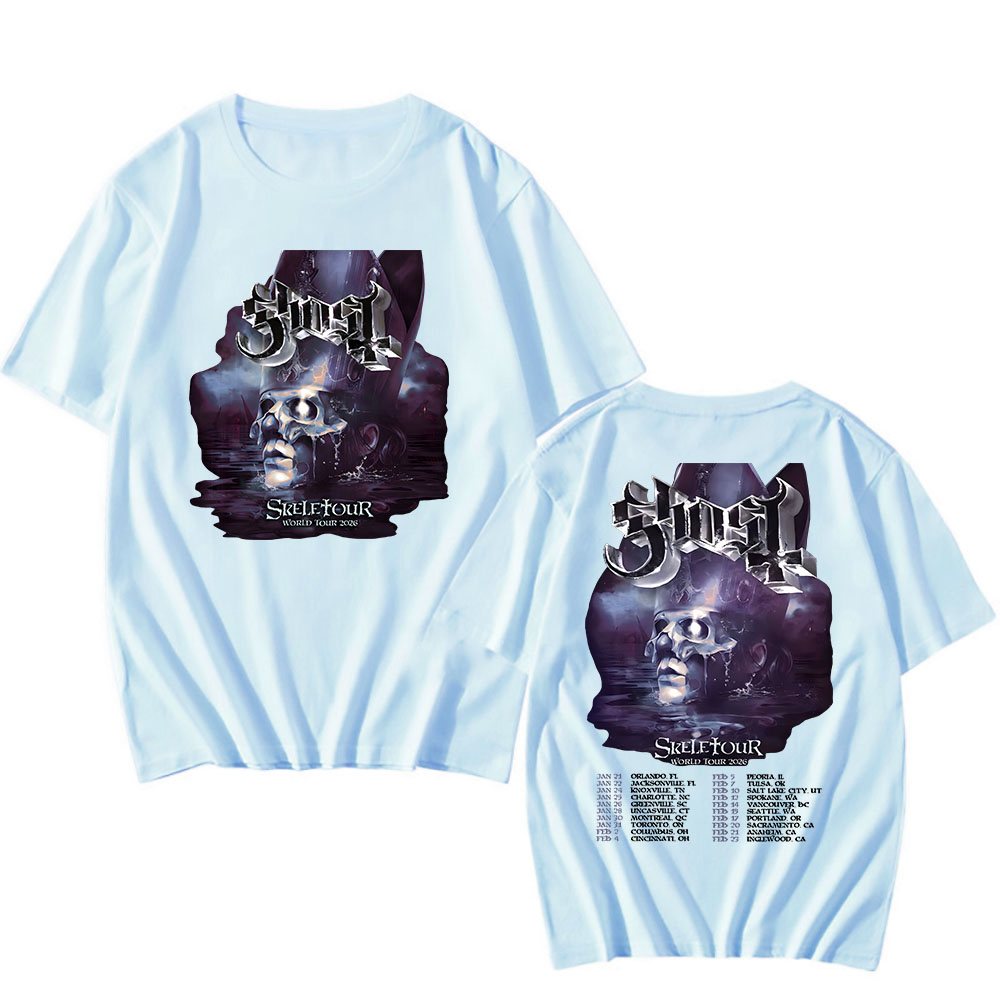 Ghost Skeletour World Tour 2026 T-shirt Short Sleeve Unisex Streetwear ...