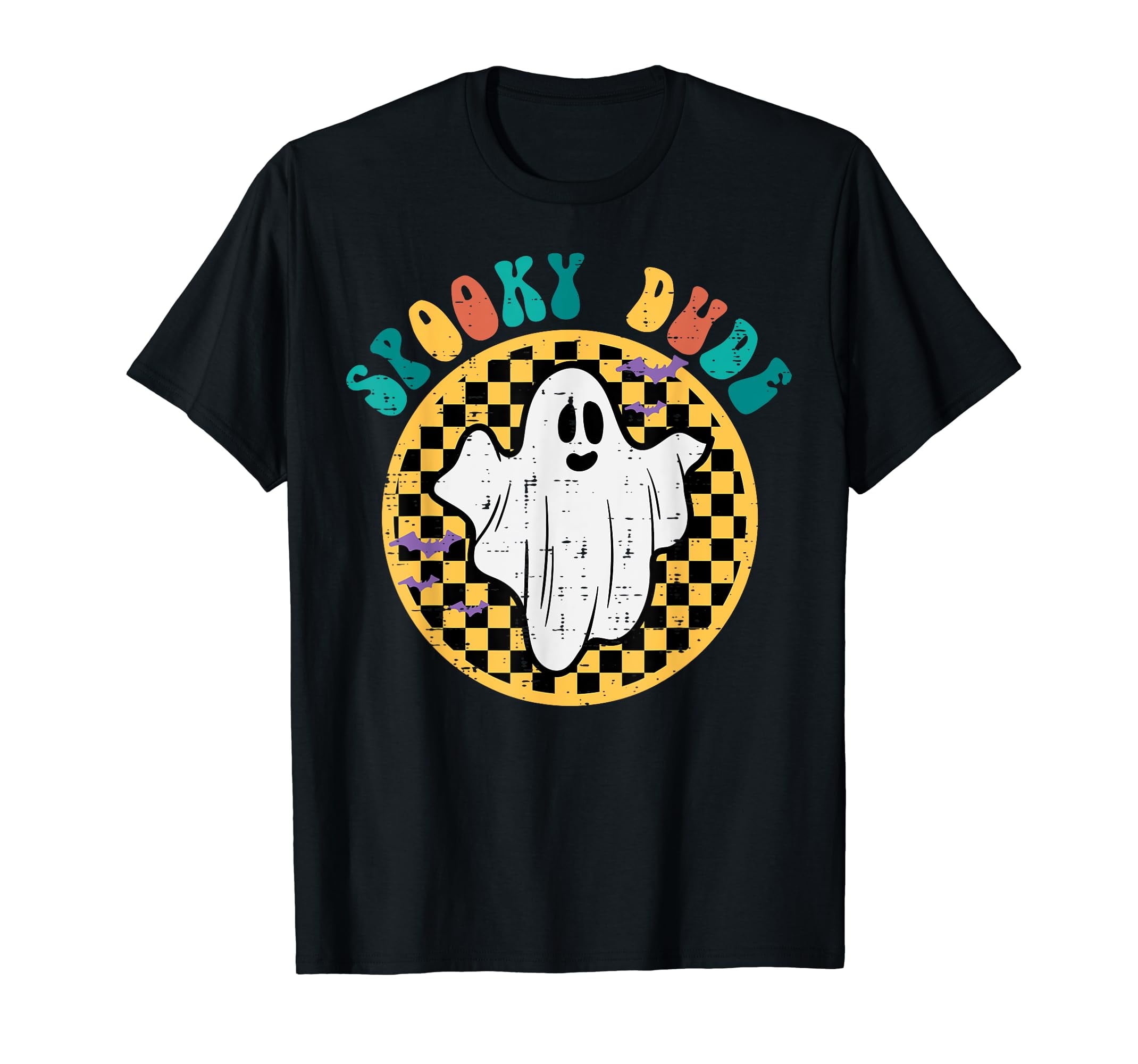 Ghost Spooky Dude Retro Halloween Costume Men Boys Kids T-Shirt ...