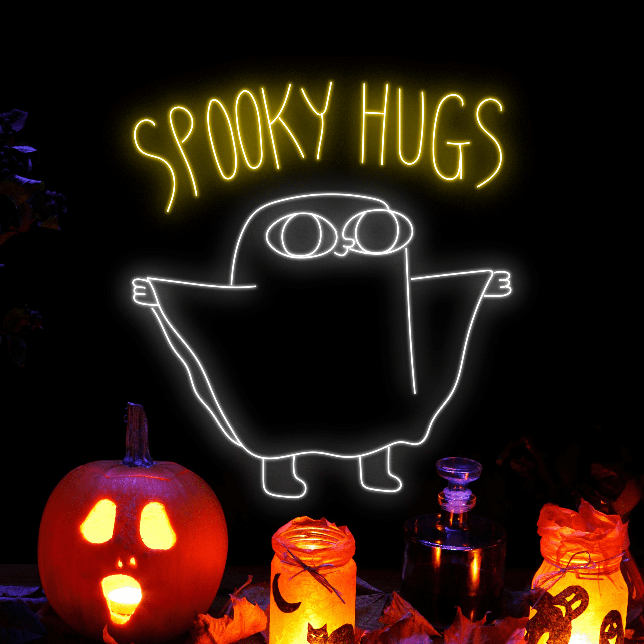 Ghost Spooky Hugs Neon Sign, Halloween Lights Décor - Walmart.com