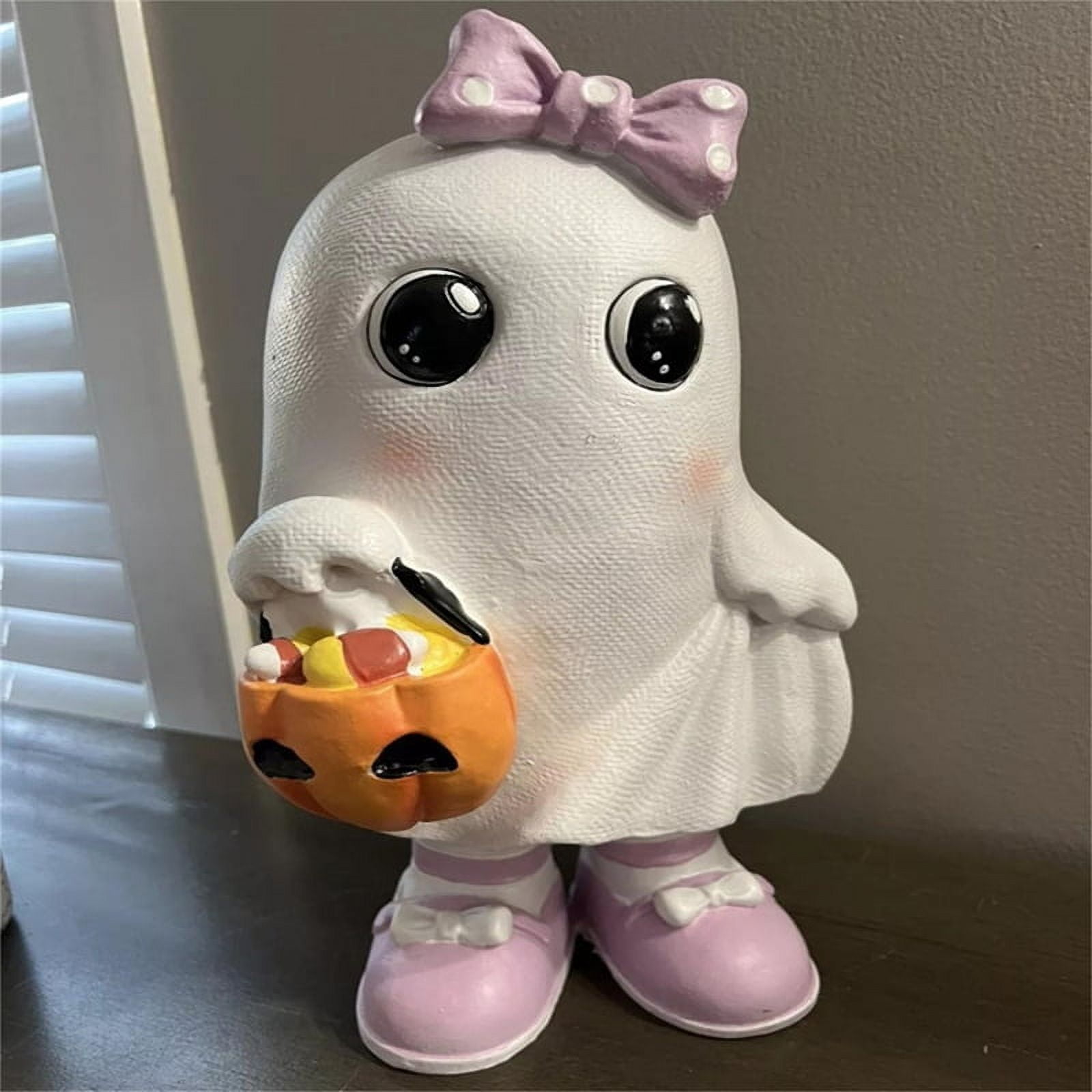 Ghost Statue with PurpleShoes and Bow, 2024 Halloween Spooky Ghost ...