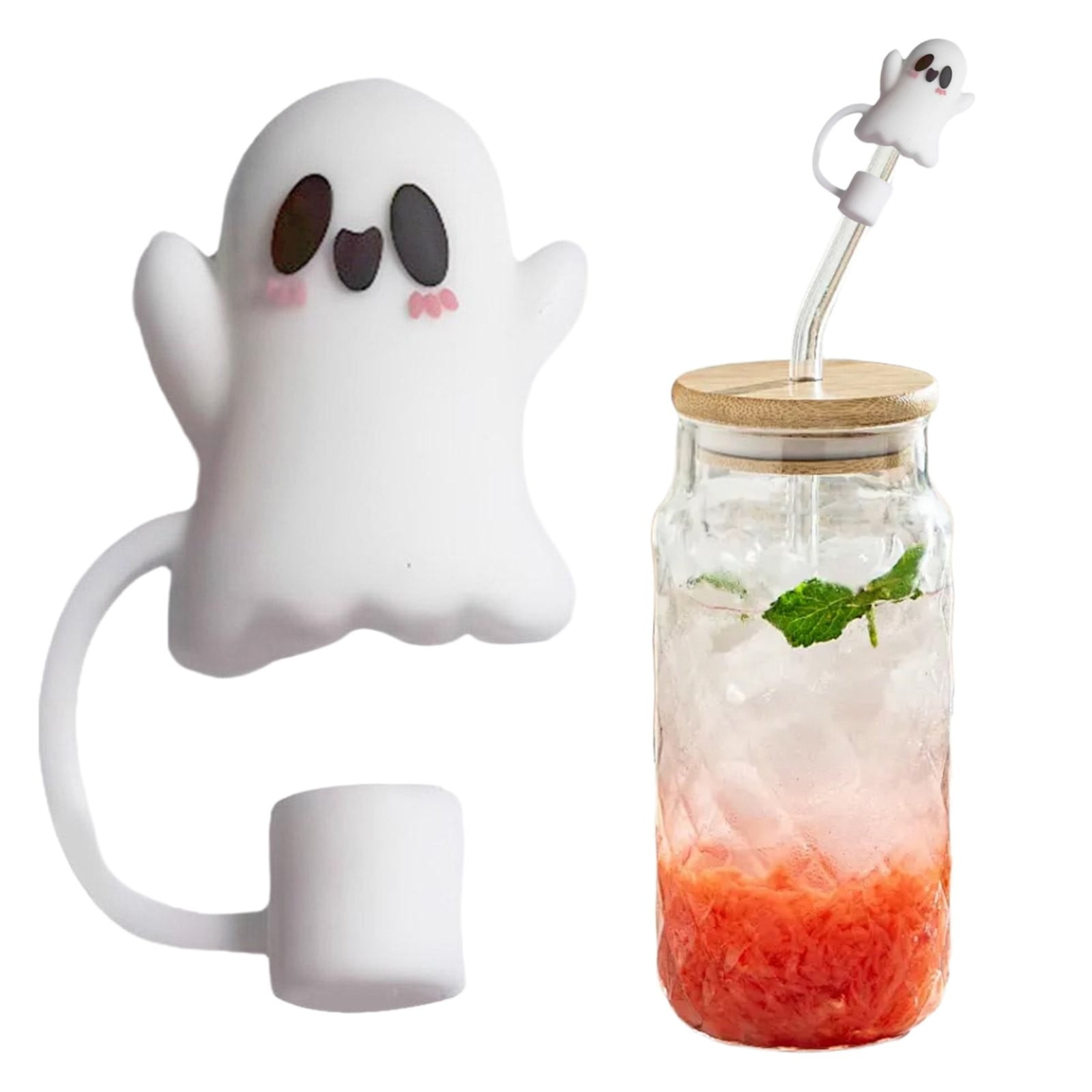 Ghost Straw Topper, Halloween Straw Toppers, 3D Halloween Cover Cap New ...