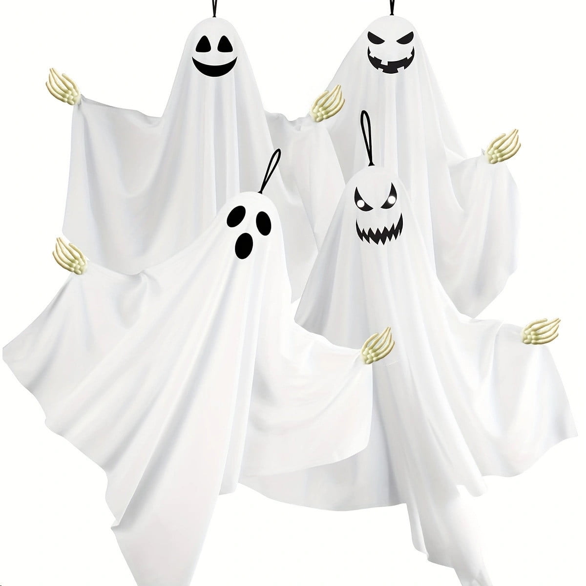 Ghost Suit Halloween Decoration With Poseable Skeleton Hands 28 Inches ...
