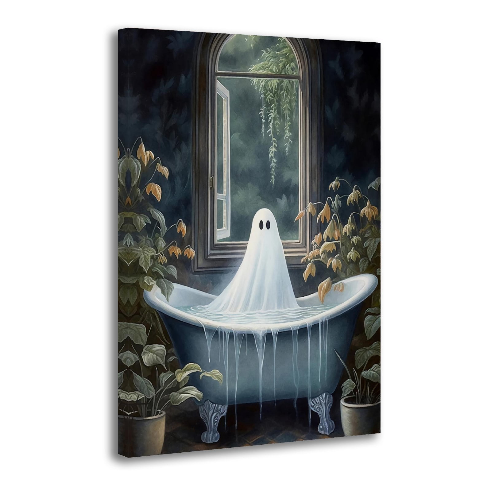 Ghost Takes A Bath Tub Halloween Canvas Art Poster and Wall Art Picture ...