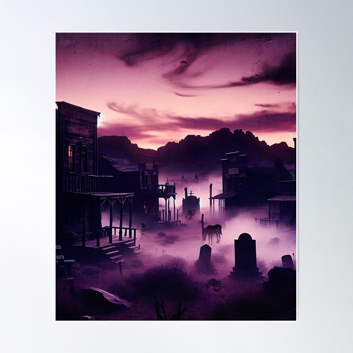Ghost Town Wild West Gothic Poster Wall Art, Modern Wall Decor For ...